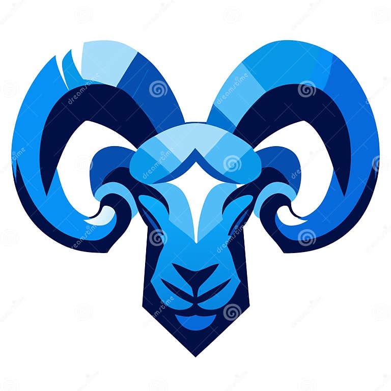 Vector Image of a Ram Head with a Blue Pattern on a White Background ...