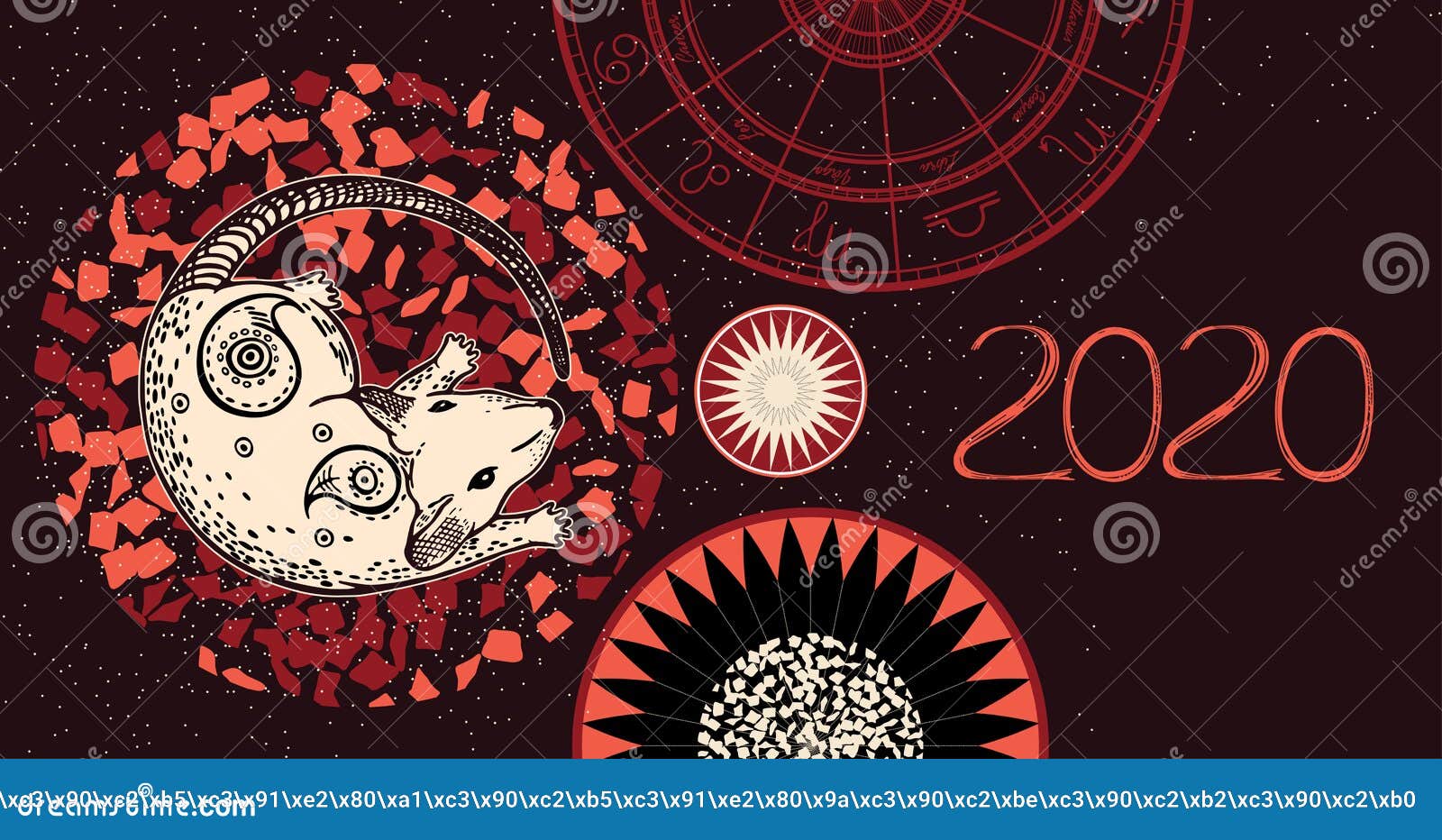 Vector Image of a Rat. the Symbol of 2020. Horizontal Banner Stock ...