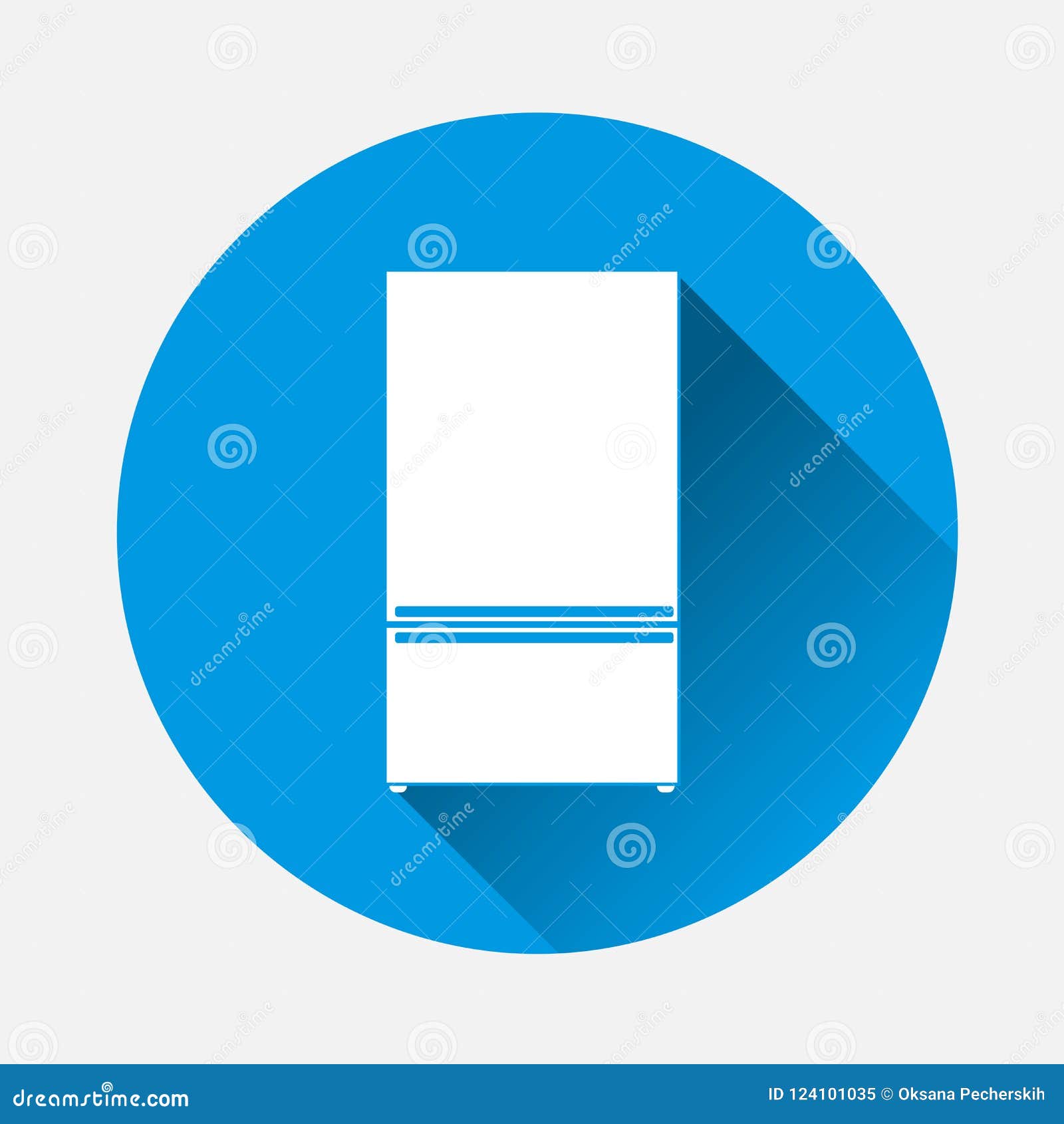 Vector Image of Refrigerator. Fridge Icon on Blue Background Stock ...