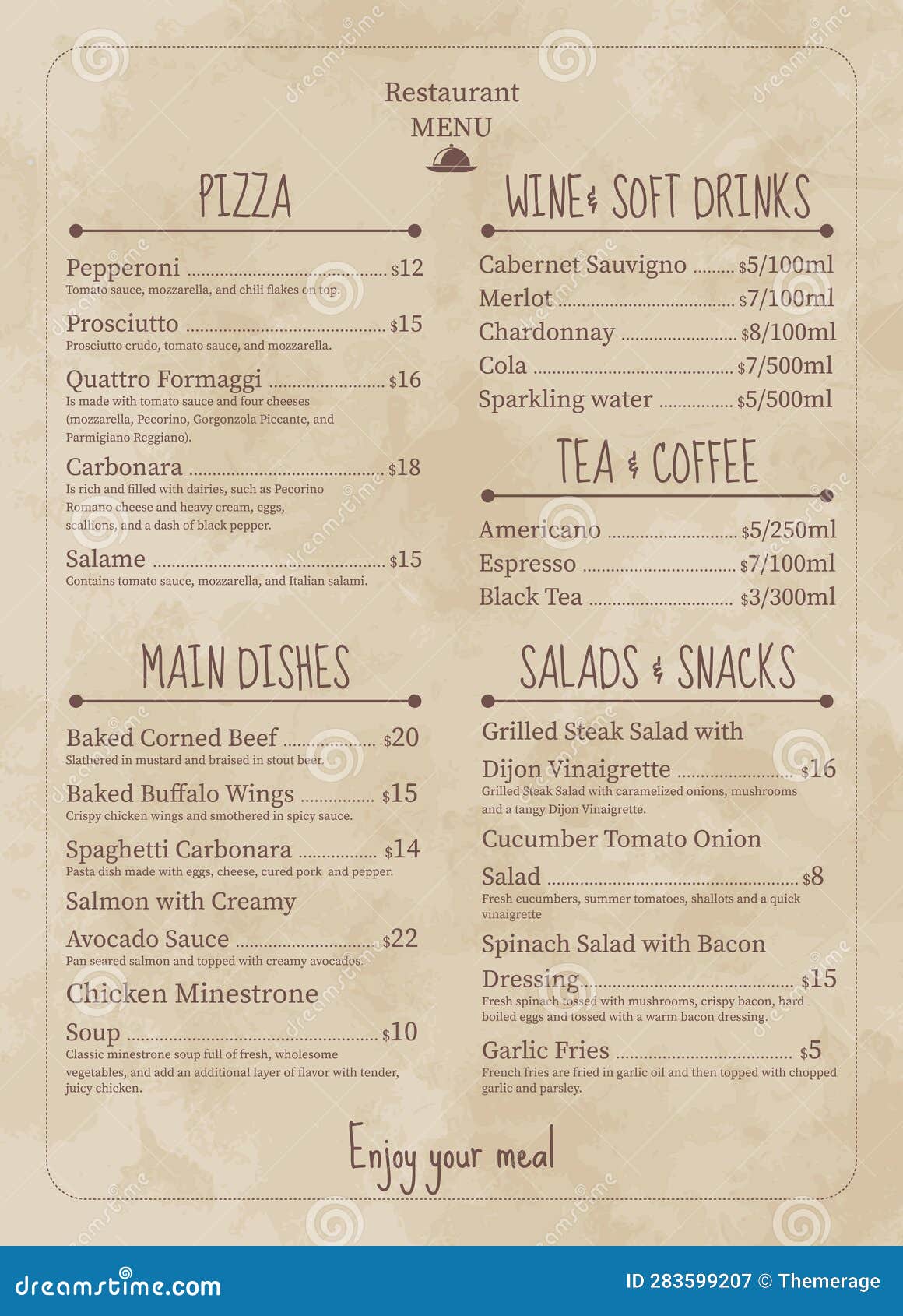 Vector Image of Restaurant Menu Performed in Old Style Stock Vector ...