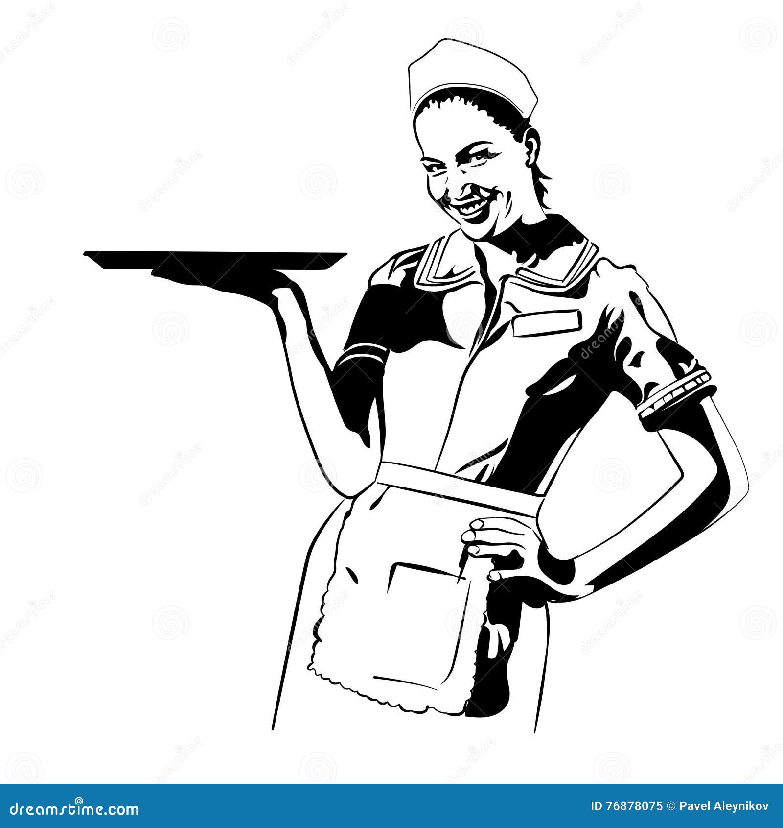 Vector Image Retro Diner Waitress Halftone Dots Background Stock Vector ...