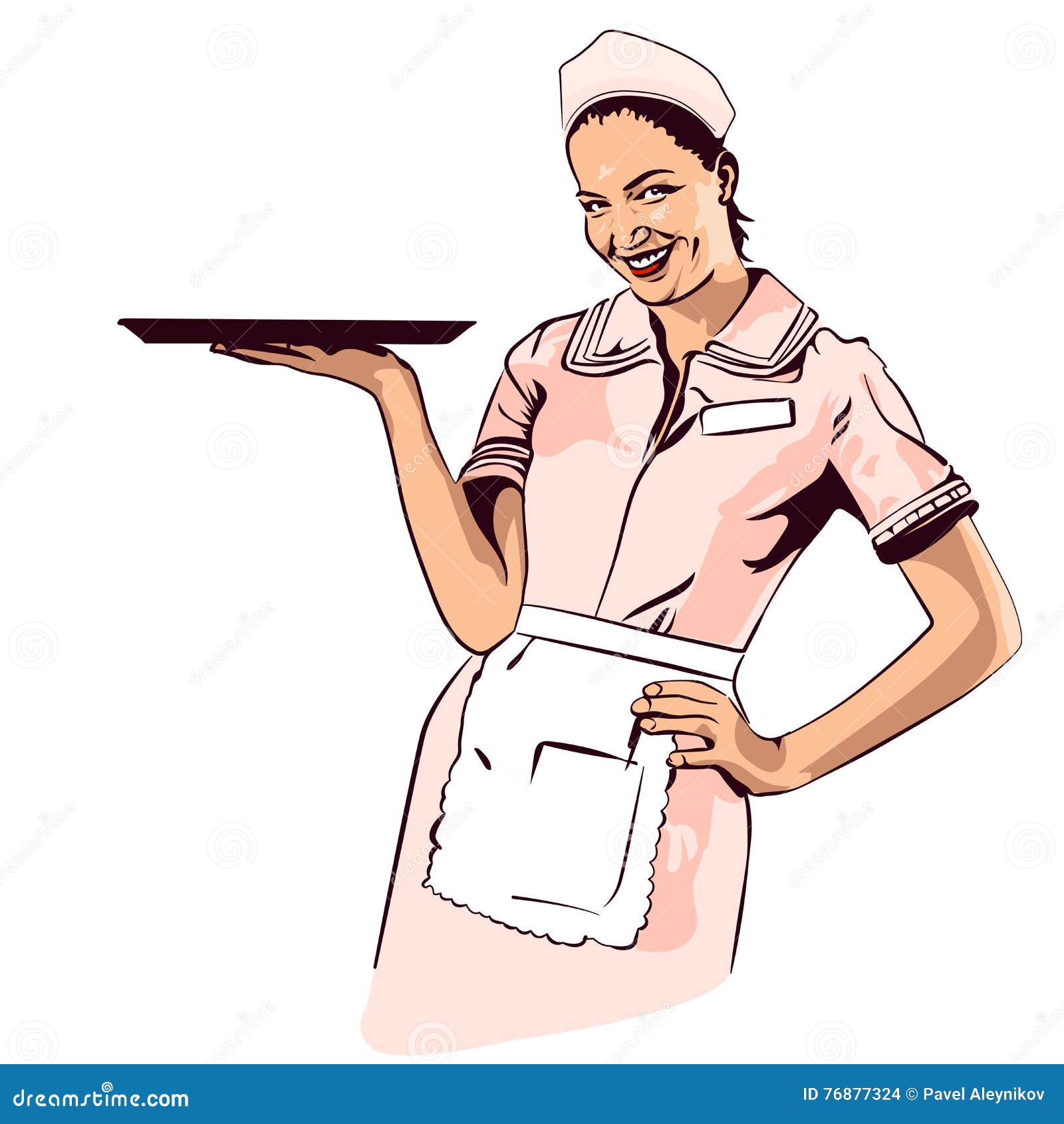 Vector Image Retro Diner Waitress Stock Vector - Illustration of lovely ...