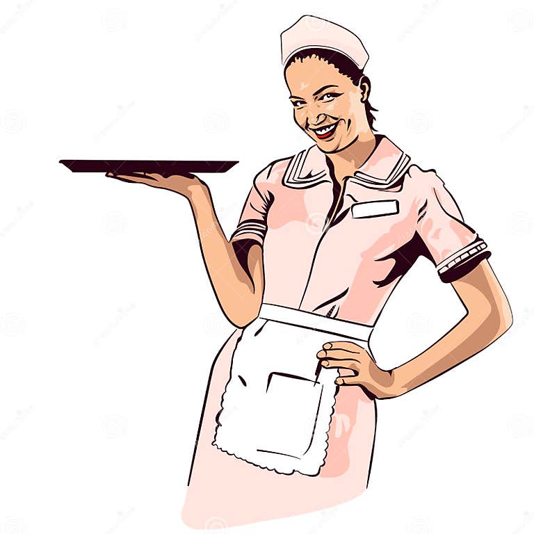 Vector Image Retro Diner Waitress Stock Vector - Illustration of lovely ...