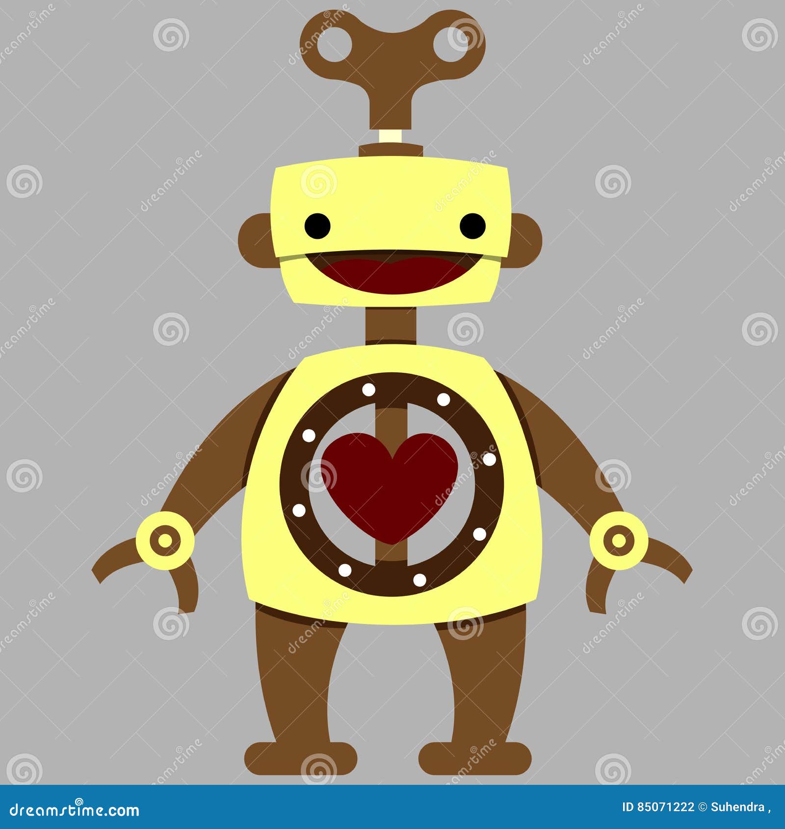 Image Robot Poses With The Retro Car. Portrait, Fantasy Picture With ...