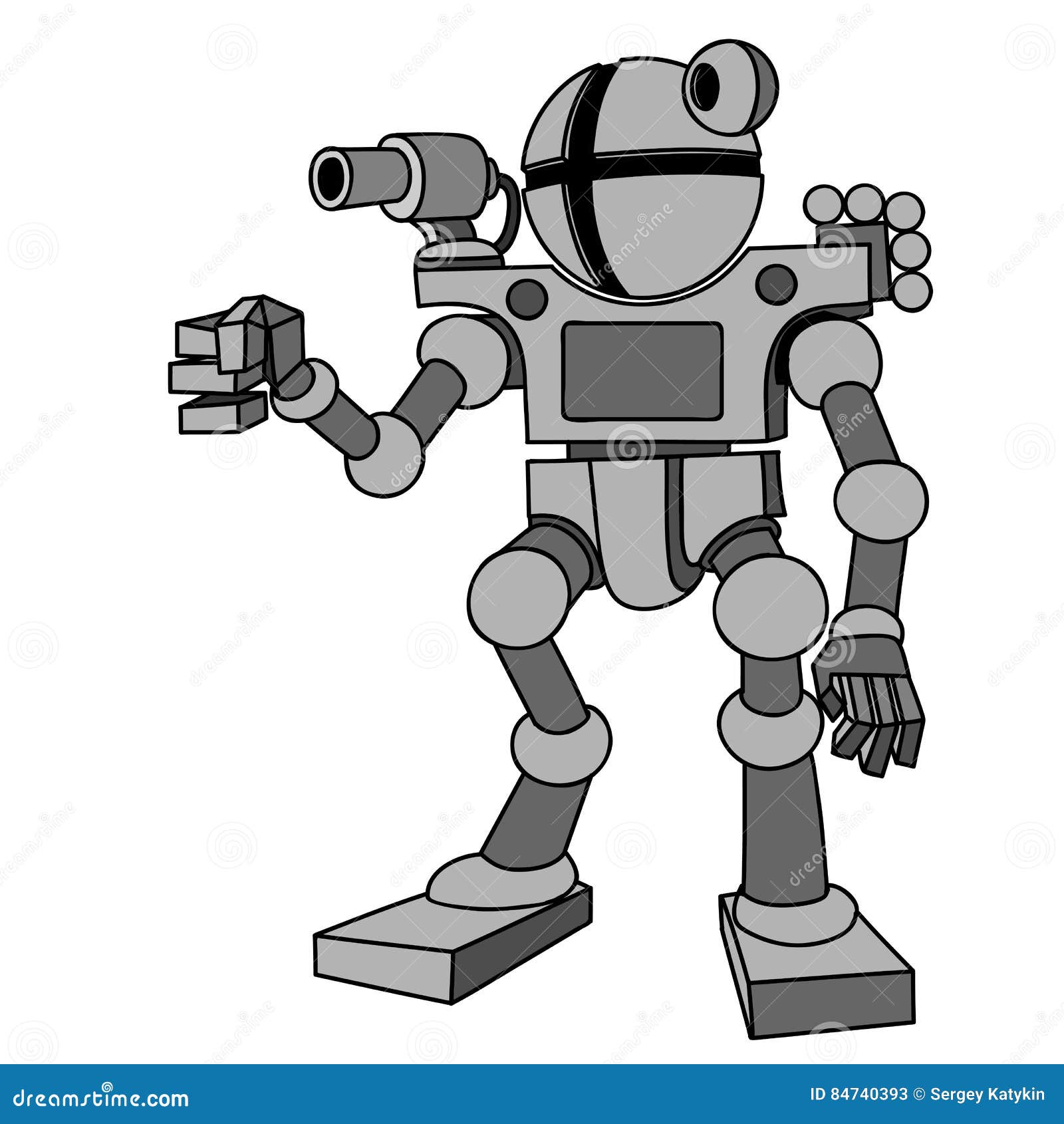 Image Robot Poses With The Retro Car. Portrait, Fantasy Picture With ...