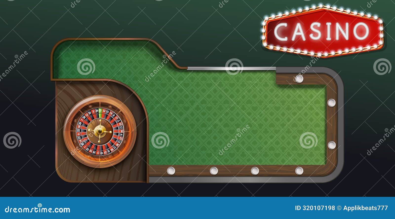 Vector Image of Roulette Table: Golden Wheel with Double Zero Top View ...