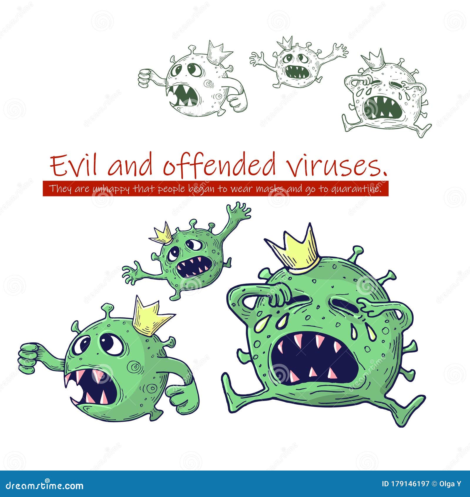 Vector Image of a Running Virus Bacteria with a Crown on a White ...