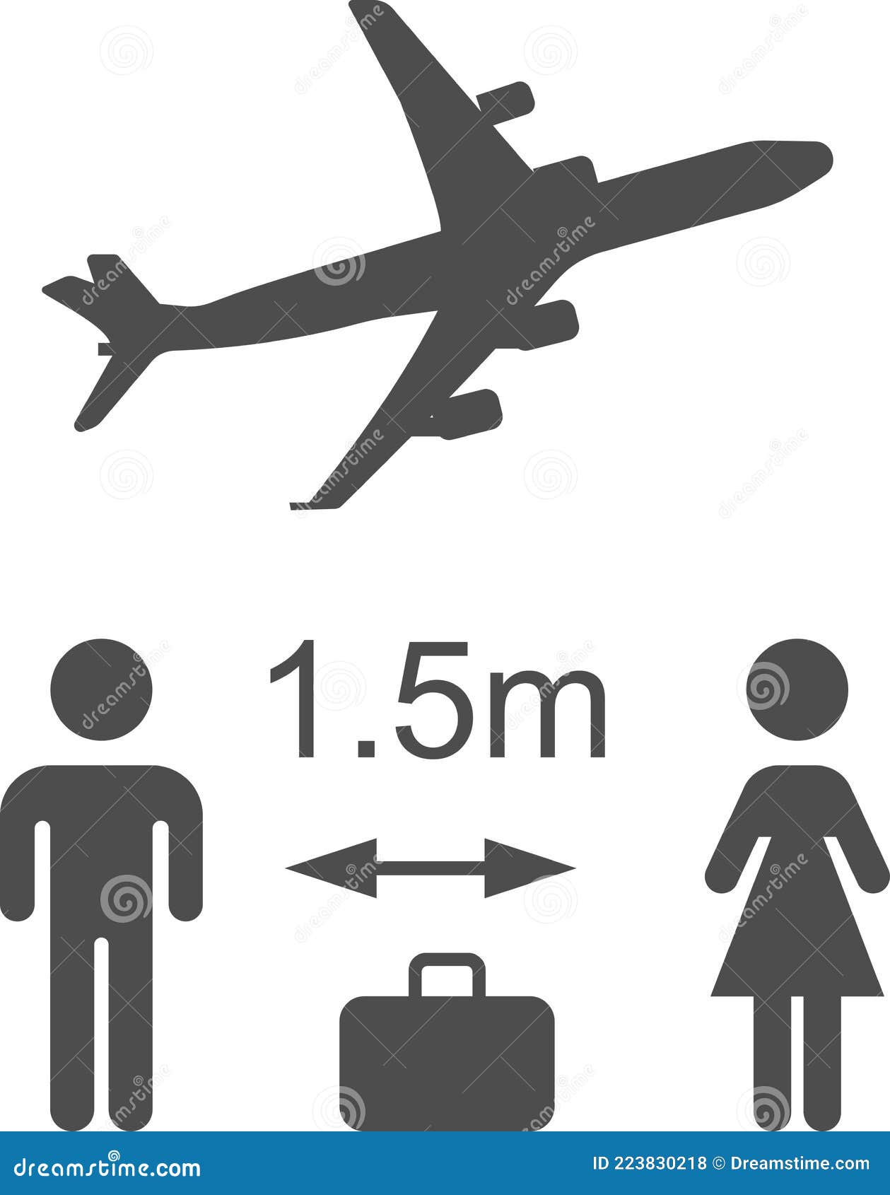 Vector Image of Saving Distance in an Airplane, Airport. Stock Vector ...