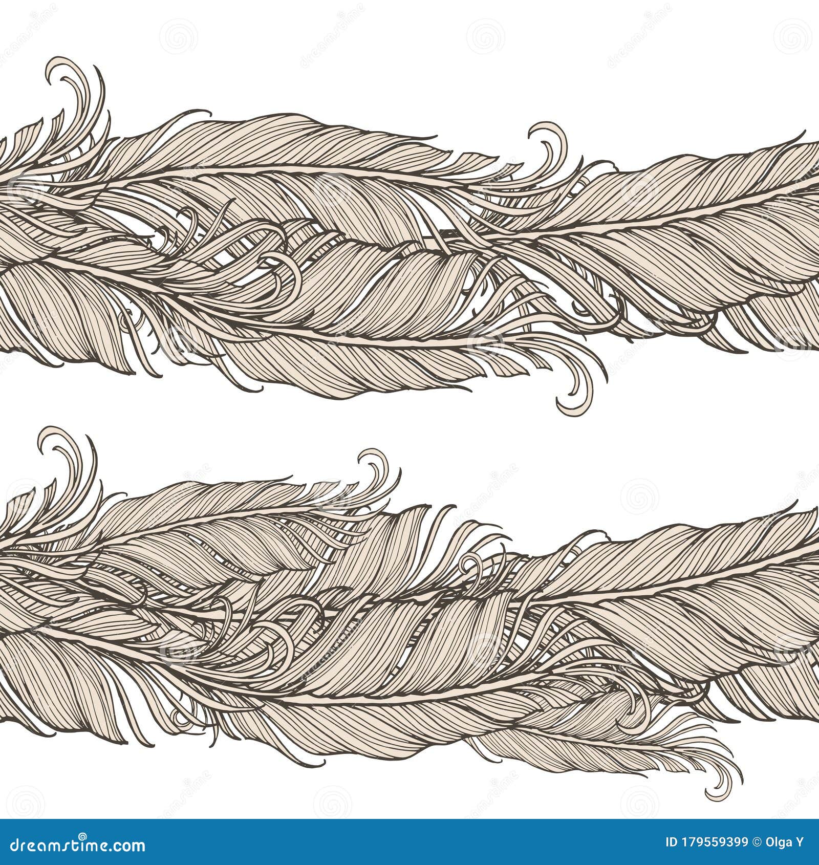 Vector Image of Seamless Feather Brush Border Pattern. Stock Vector ...