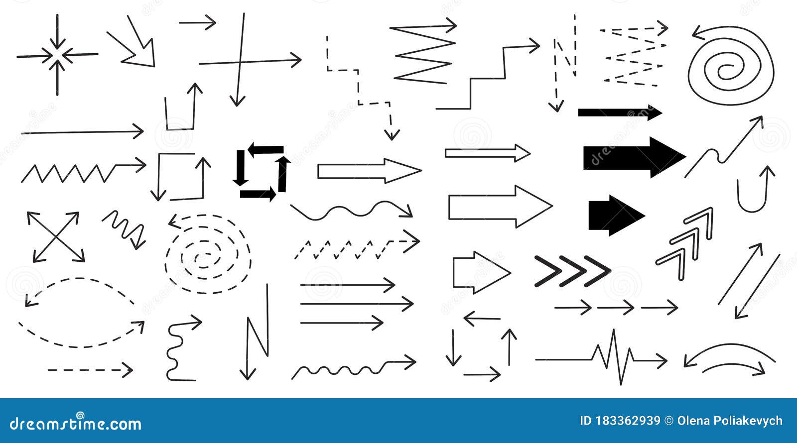 Vector Image of a Set of Black Arrows. Subtle Signs Pointing in ...
