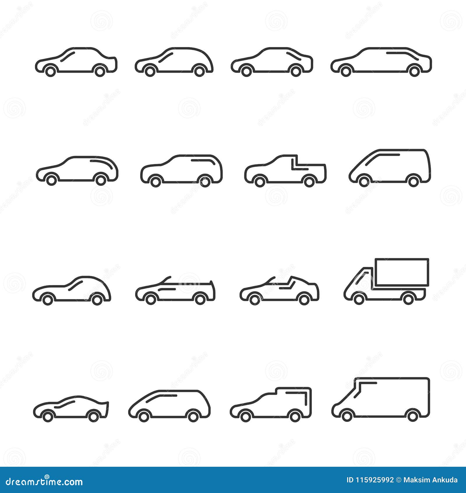 Vector Image Set of Car Line Icons. Stock Illustration - Illustration ...