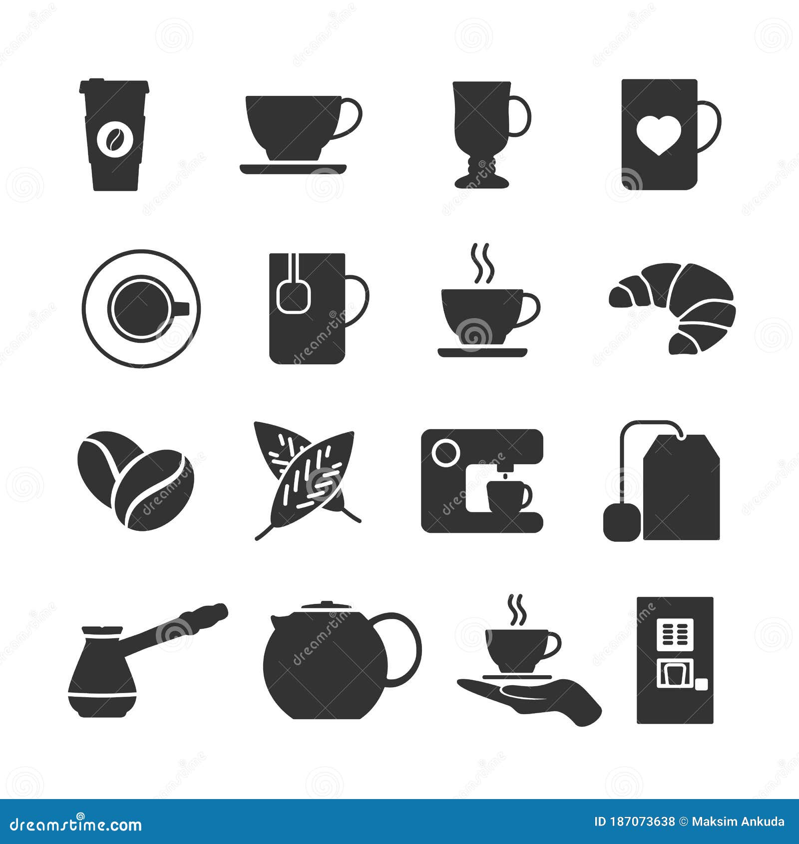 Vector Image Set Coffee and Tea Icons. Stock Vector - Illustration of ...