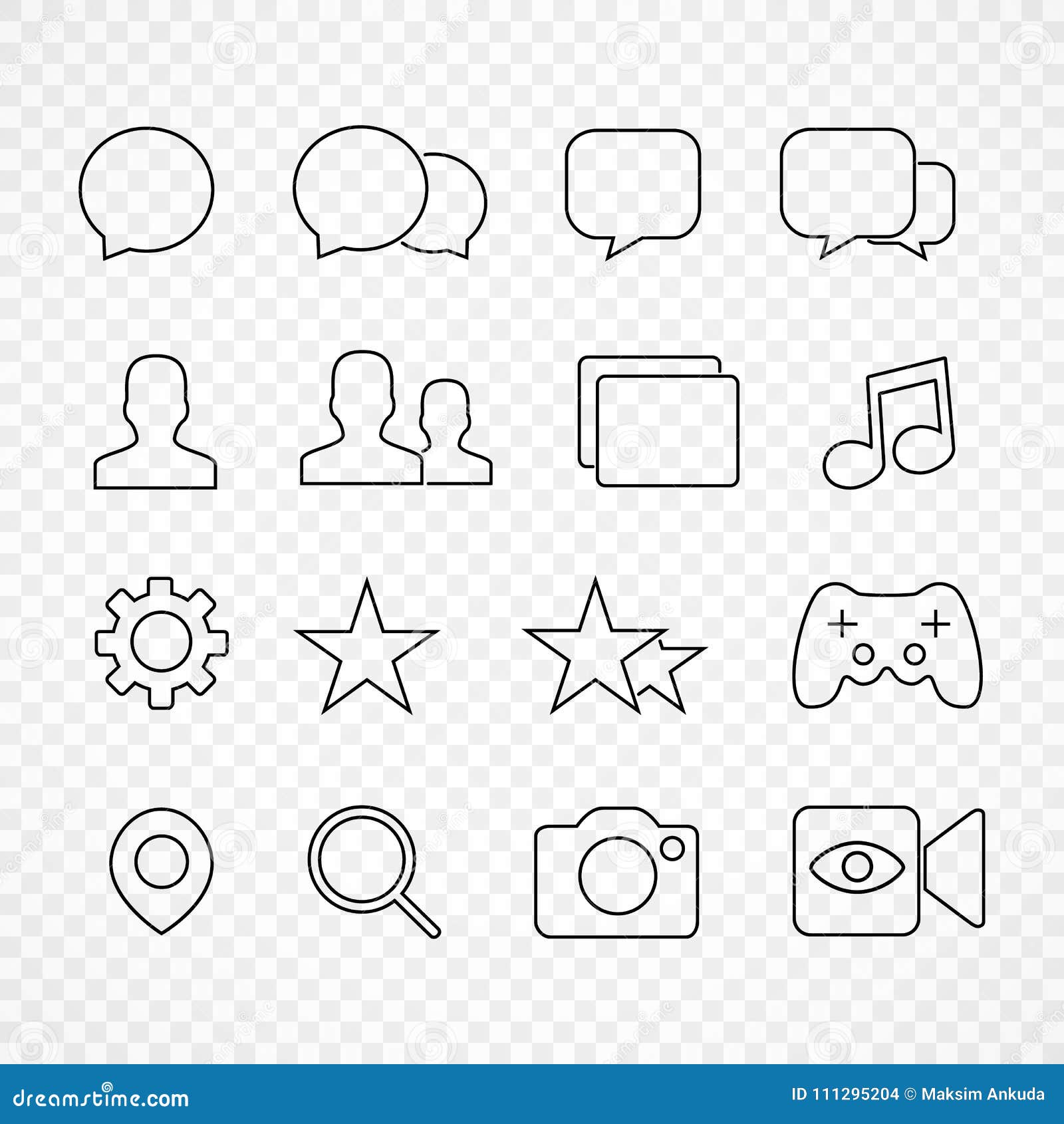 Vector Image Set of Contour Web Icons. Stock Vector - Illustration of ...