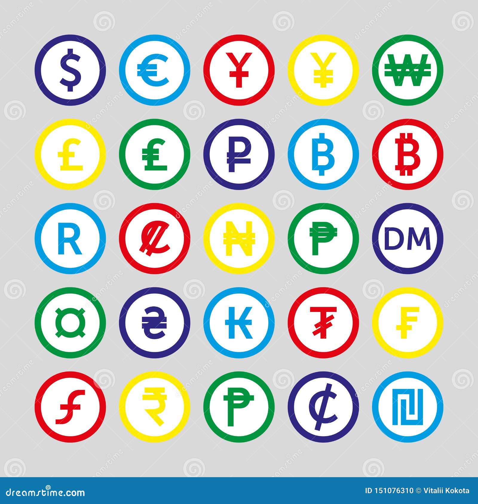 Vector Image of Set of Currency Icons. Stock Vector - Illustration of ...