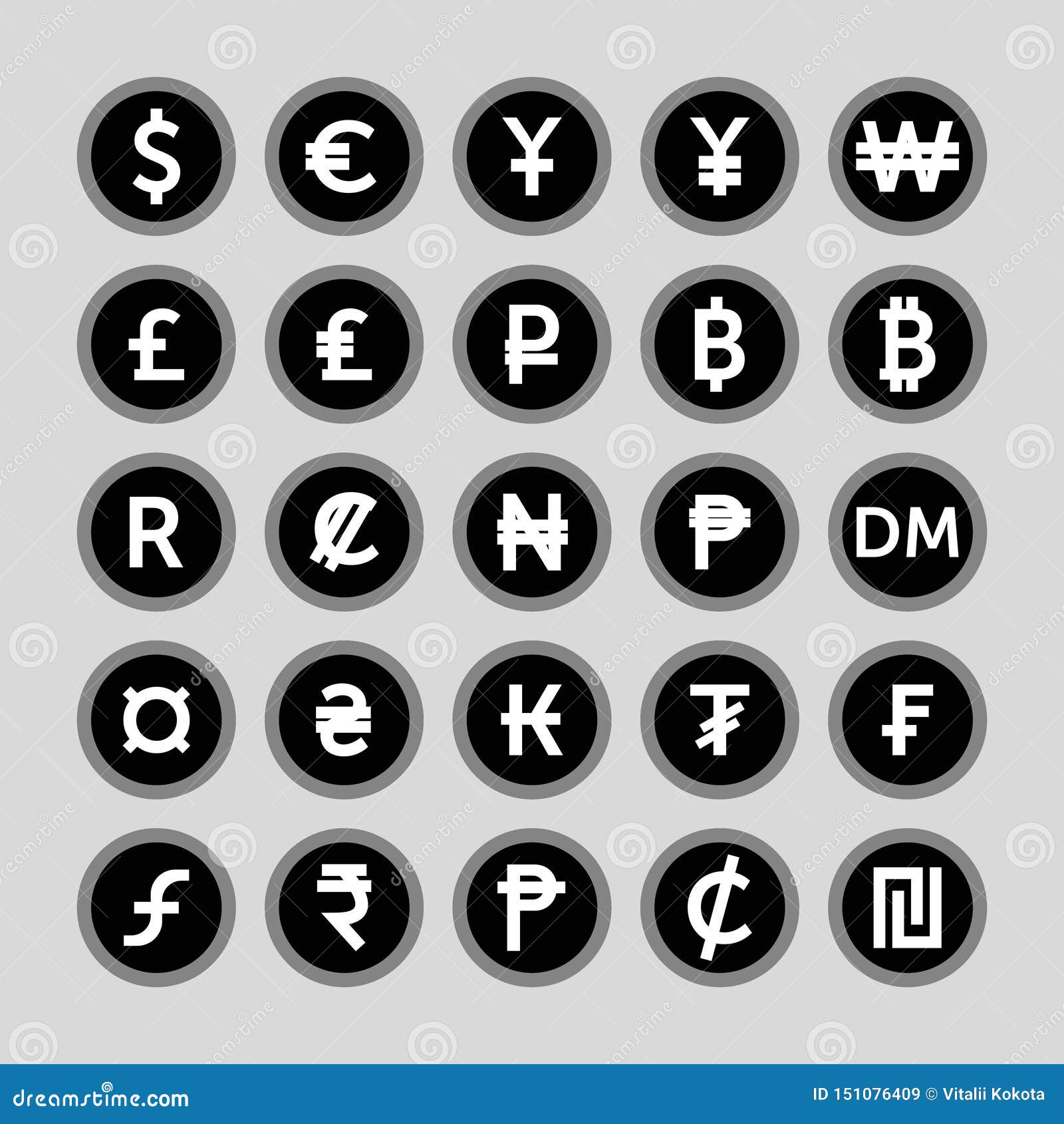 Vector Image of Set of Currency Icons. Stock Vector - Illustration of ...