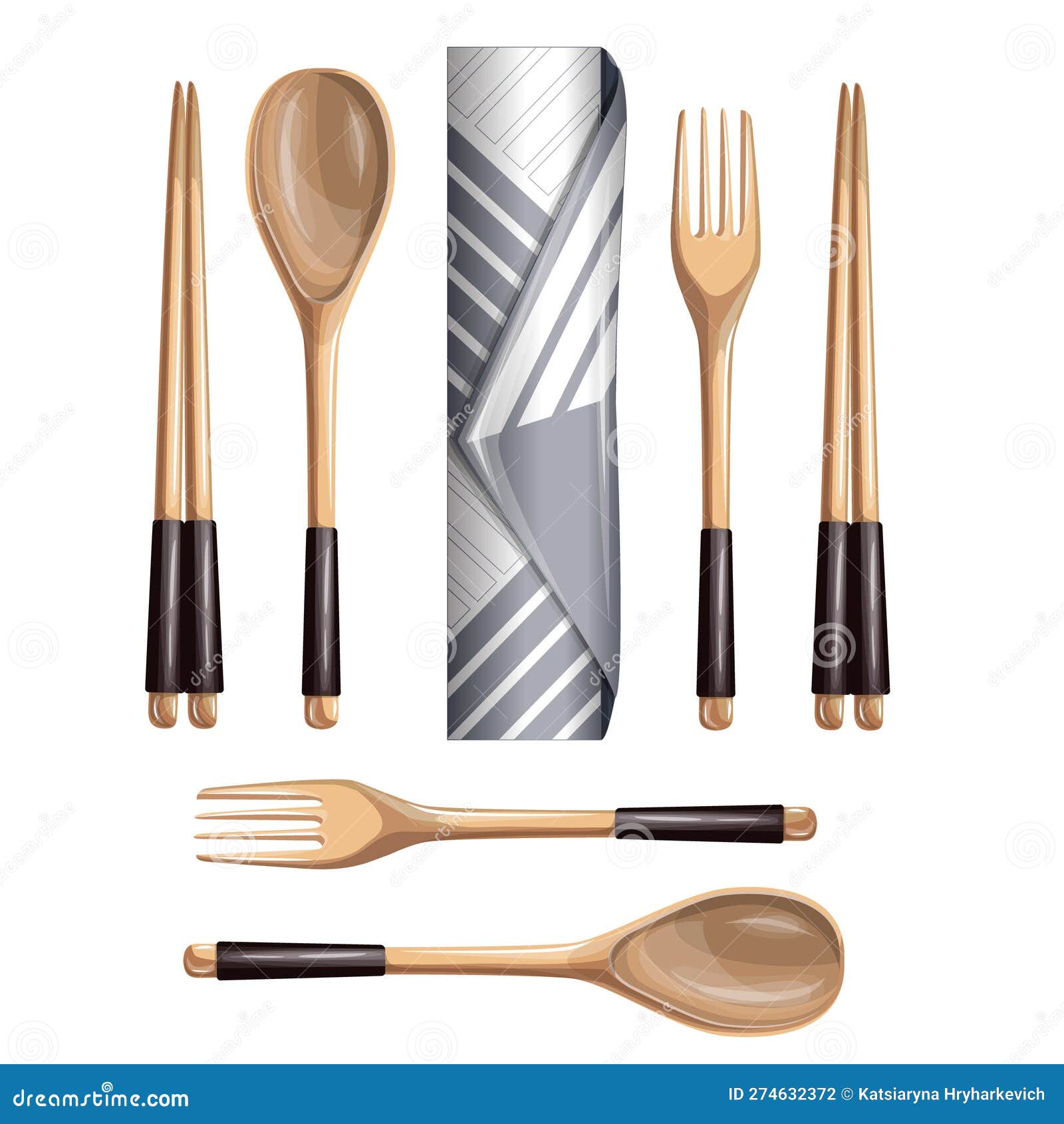 Vector Image of a Set of Cutlery. Kitchenware. Cartoon Style. EPS 10 ...
