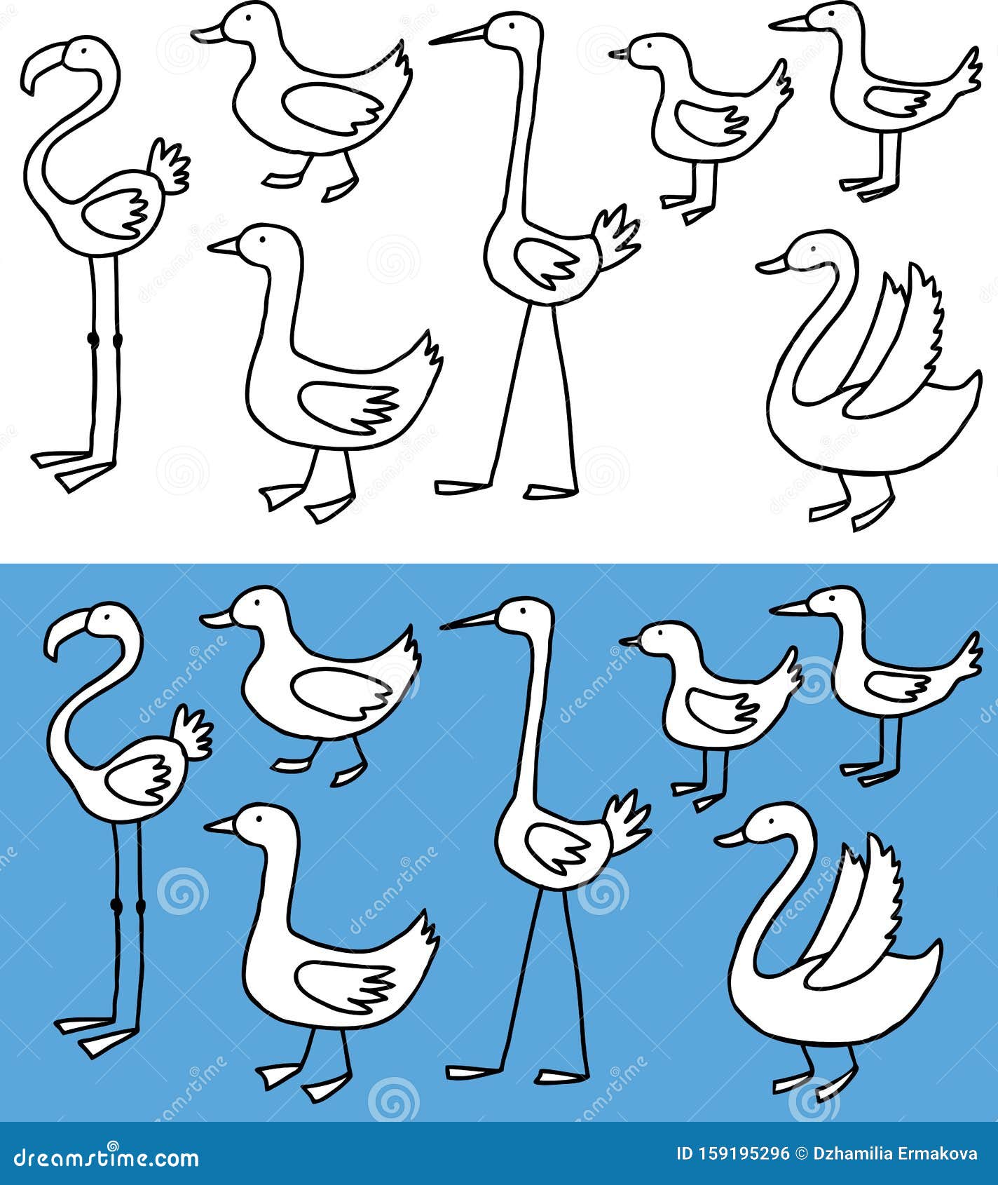 Vector Image of Set Different Cartoon Waterbirds Stock Vector ...