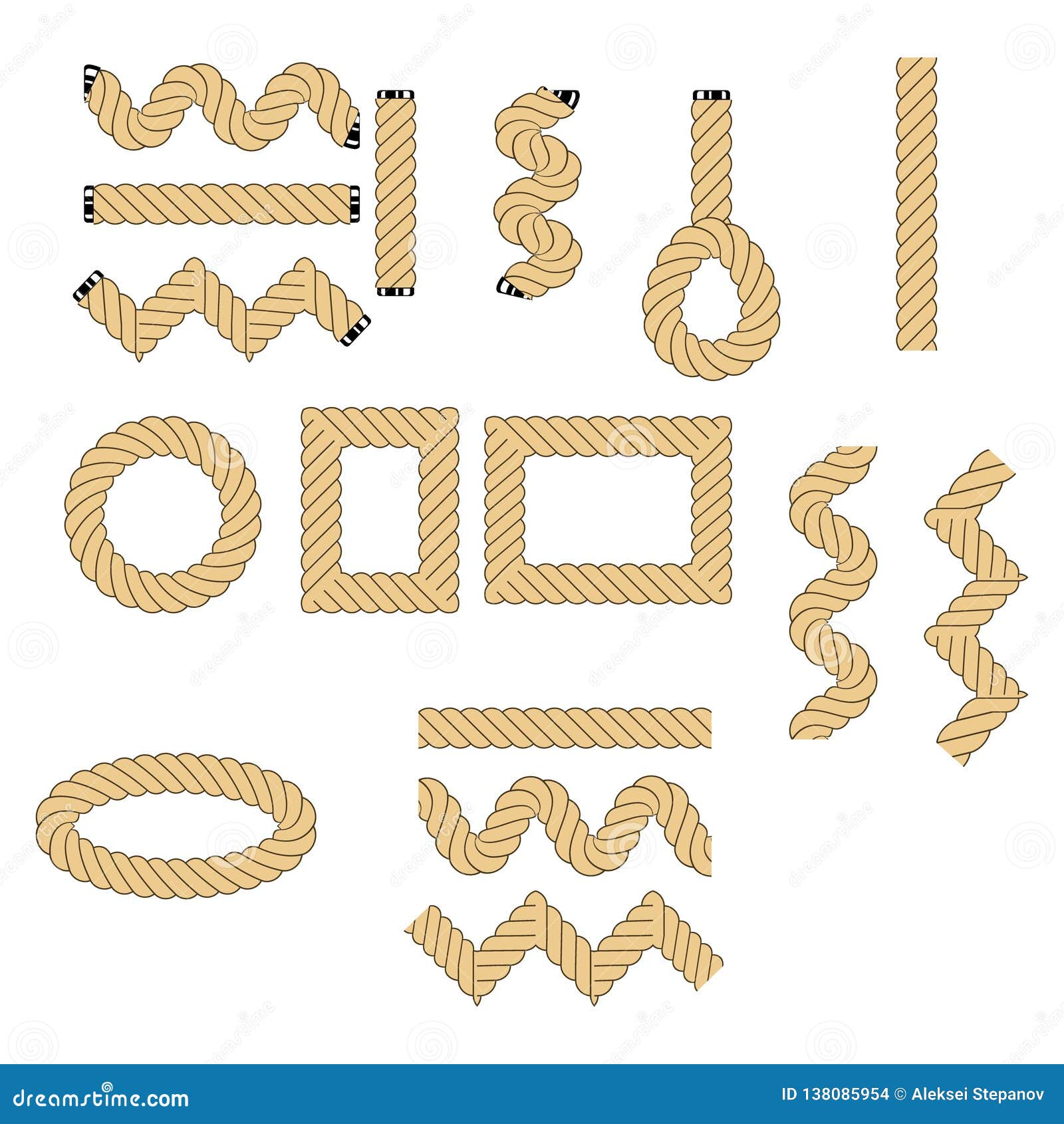 Vector Image Set of Different Ropes Line and Frame Stock Illustration ...