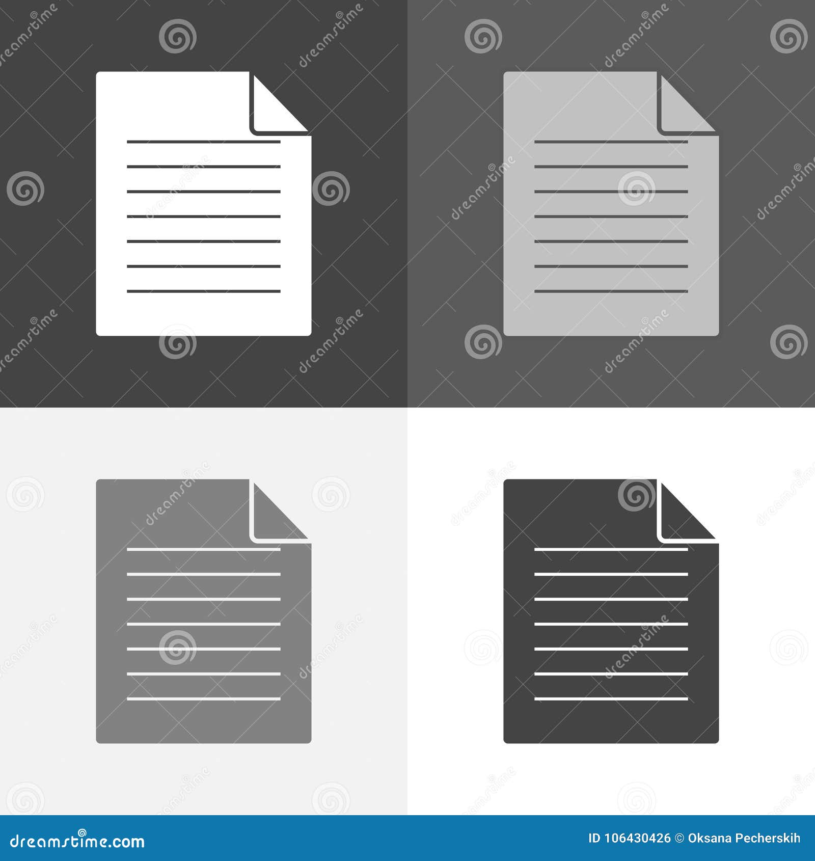 Vector Image Set of a Document. Paper Icon Stock Vector - Illustration ...
