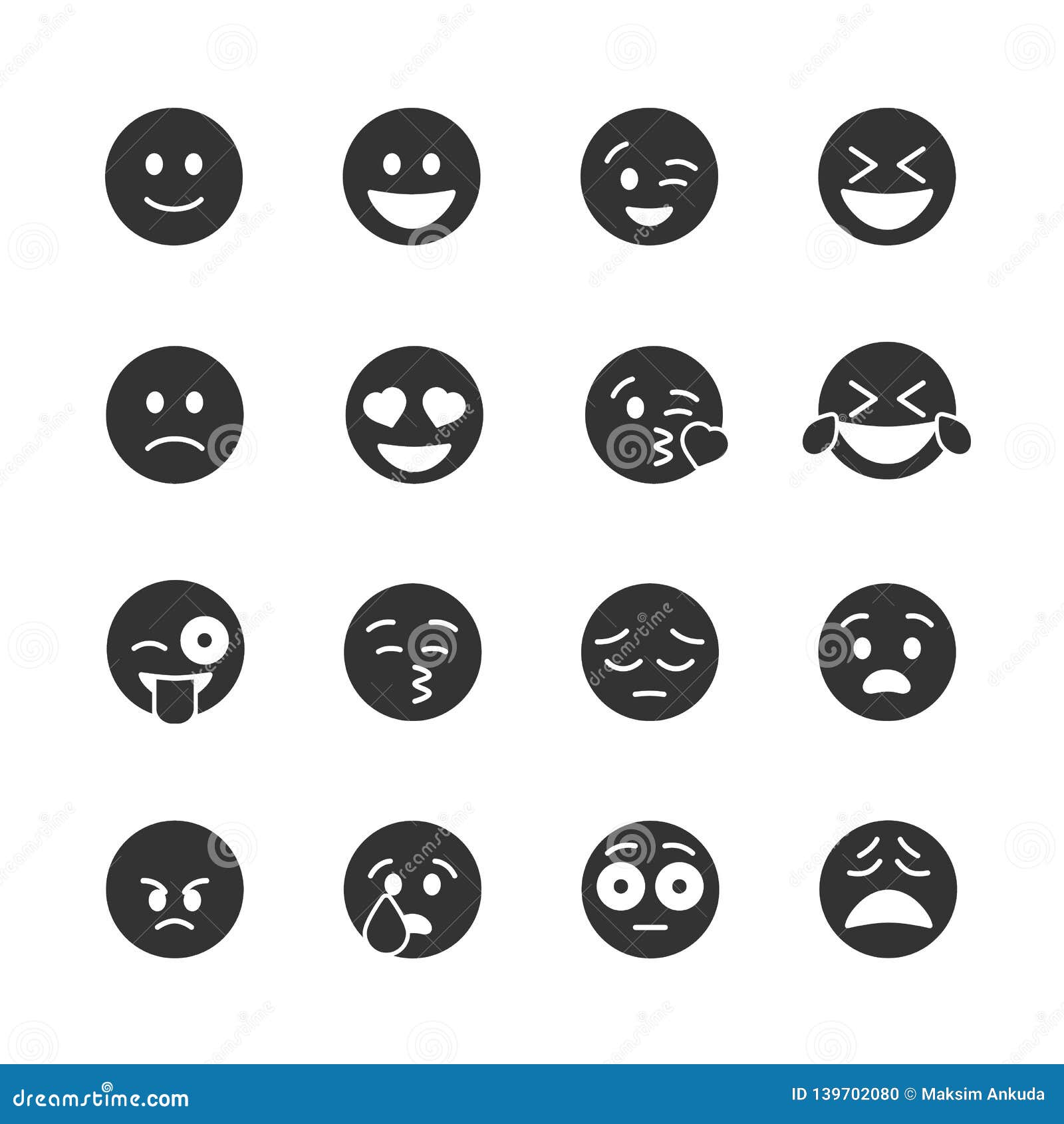15 Emoticons Icons, Smiley. Signs And Symbols Of Human Emotions ...