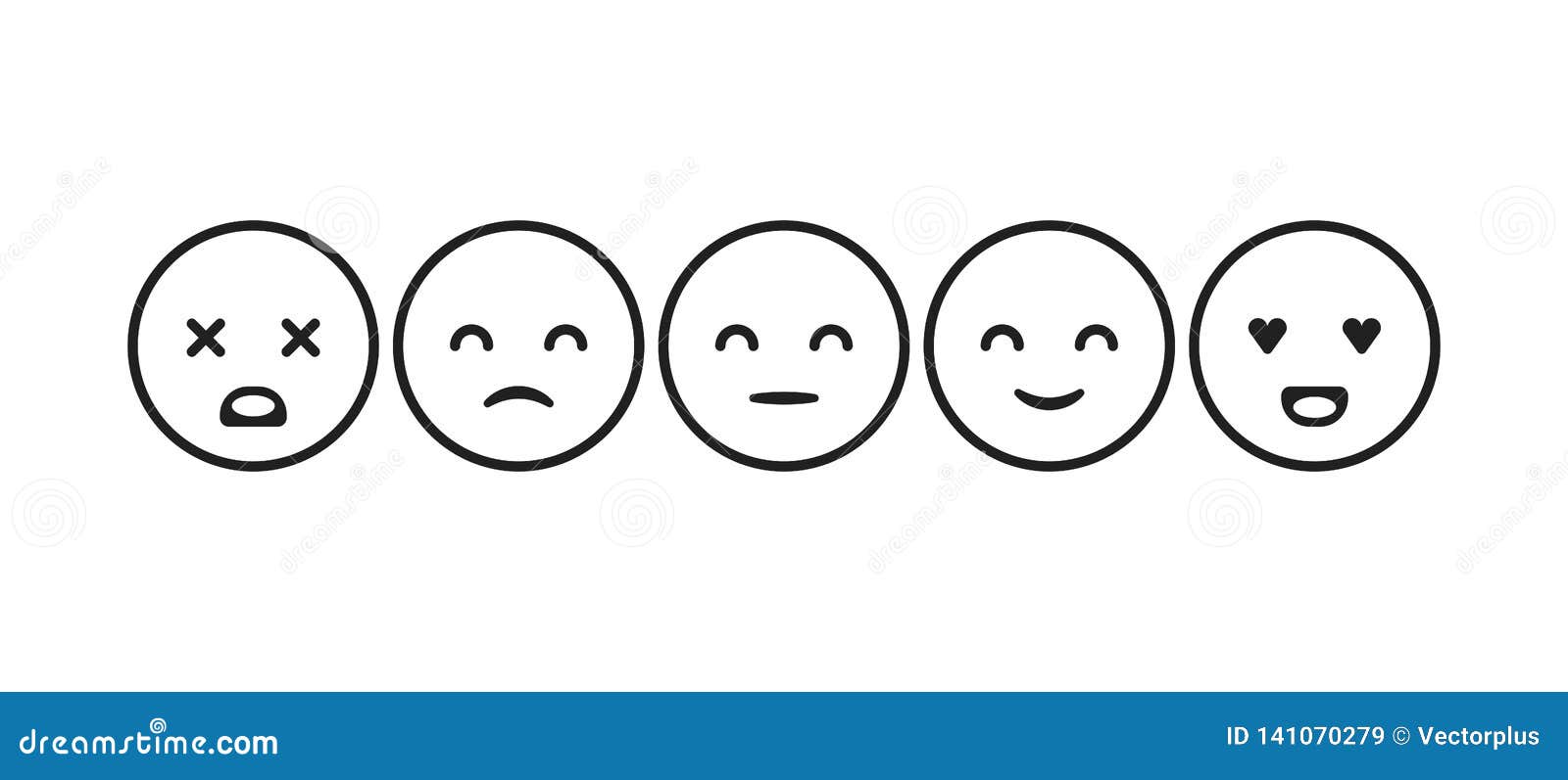 Set Of Emoticons For Rating Scale Satisfaction. Level Emoji, Mood Icons ...