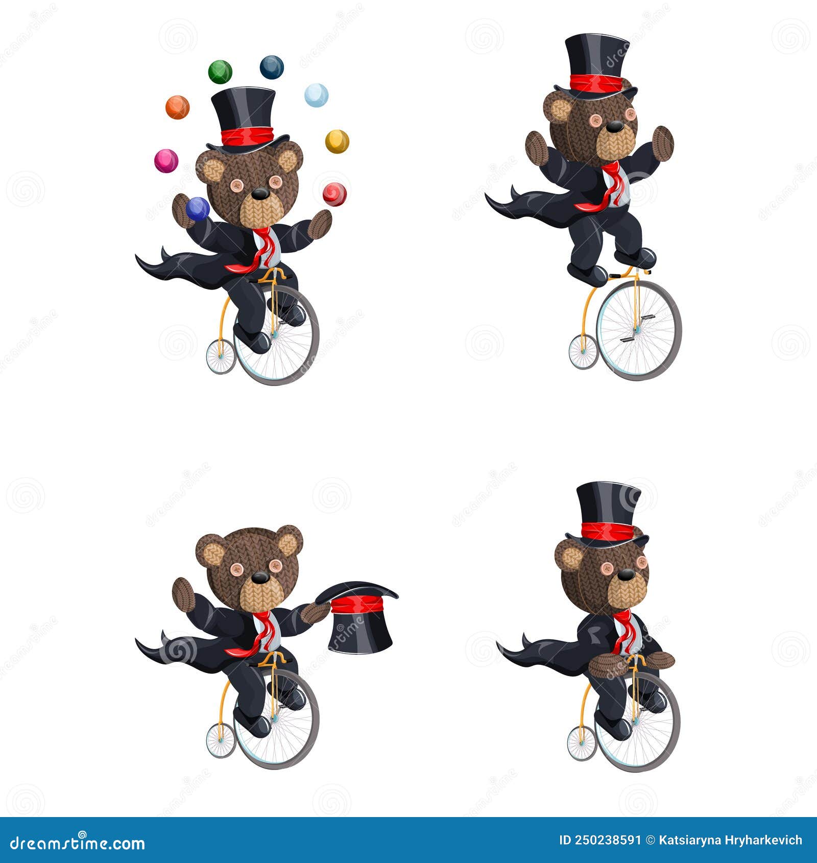 Vector Image of a Set of Four Magic Bears. Concept Stock Vector ...