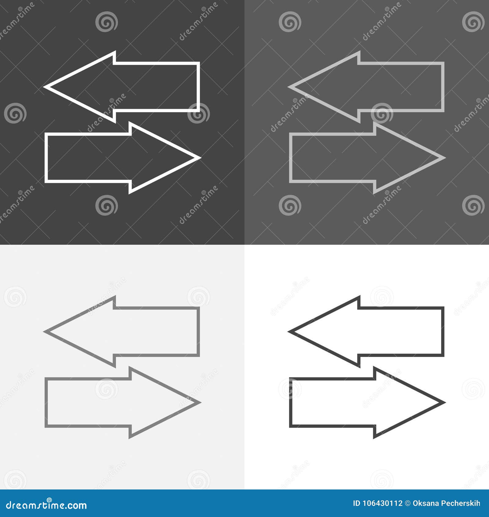 Vector Image Set of Navigation Arrows Showing Direction. Vector Stock ...
