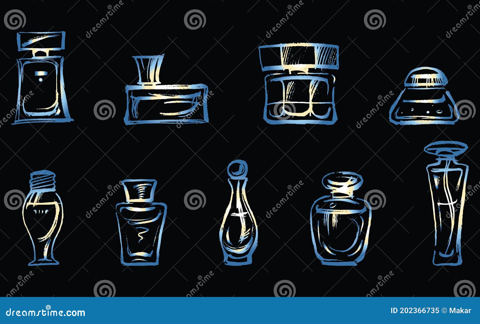 Vector Image of Set Outlines Different Perfumes Bottles Stock Vector ...