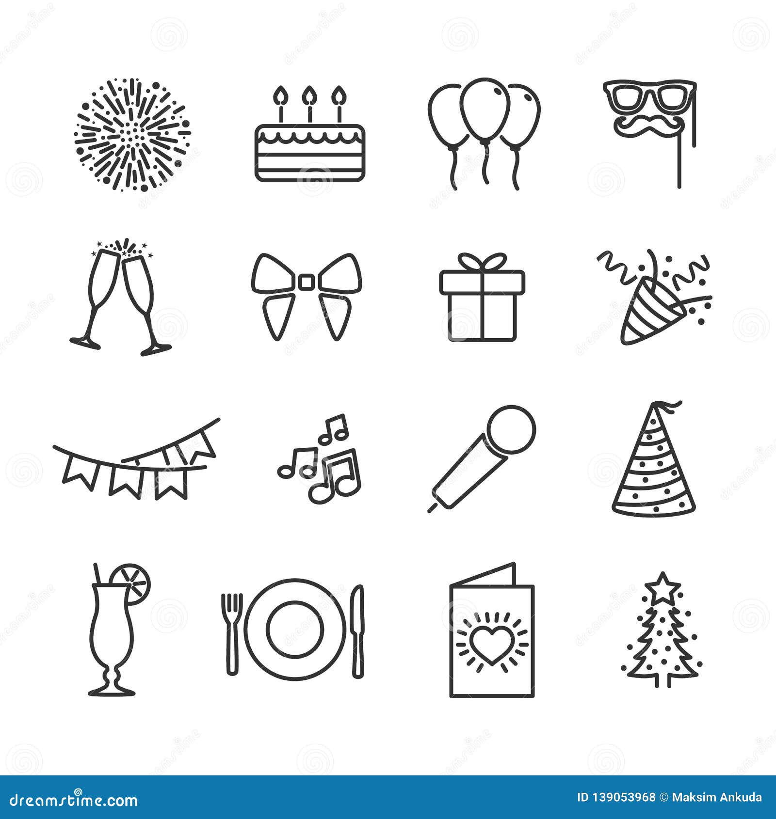 Vector Image of Set the Party Line Icons Stock Vector - Illustration of ...