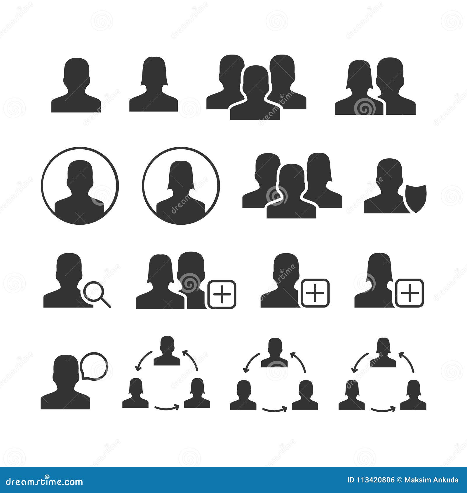 Vector Image Set of Users Icons. Stock Illustration - Illustration of ...