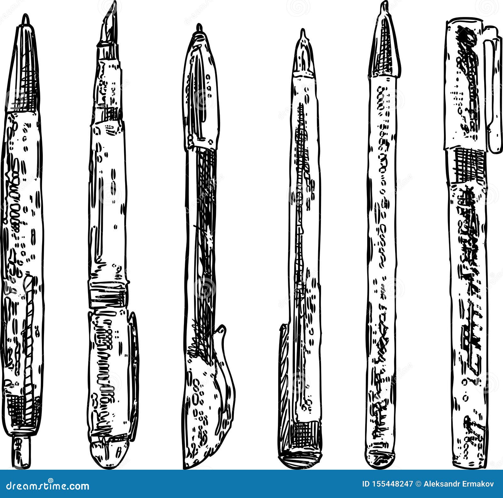 Vector Image of a Set of Various Pens Stock Vector - Illustration of ...