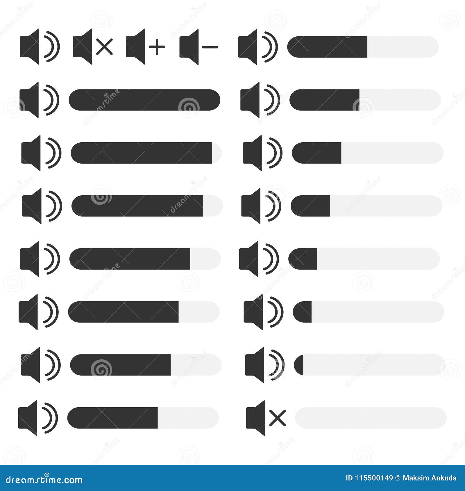 Volume Icons Set, Cartoon Style Vector Illustration | CartoonDealer.com ...