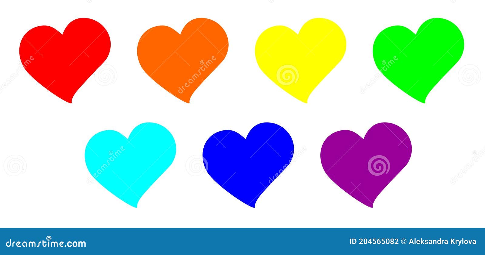 Vector Image of Seven Multi-colored Hearts. Hearts are Symbols of Love ...