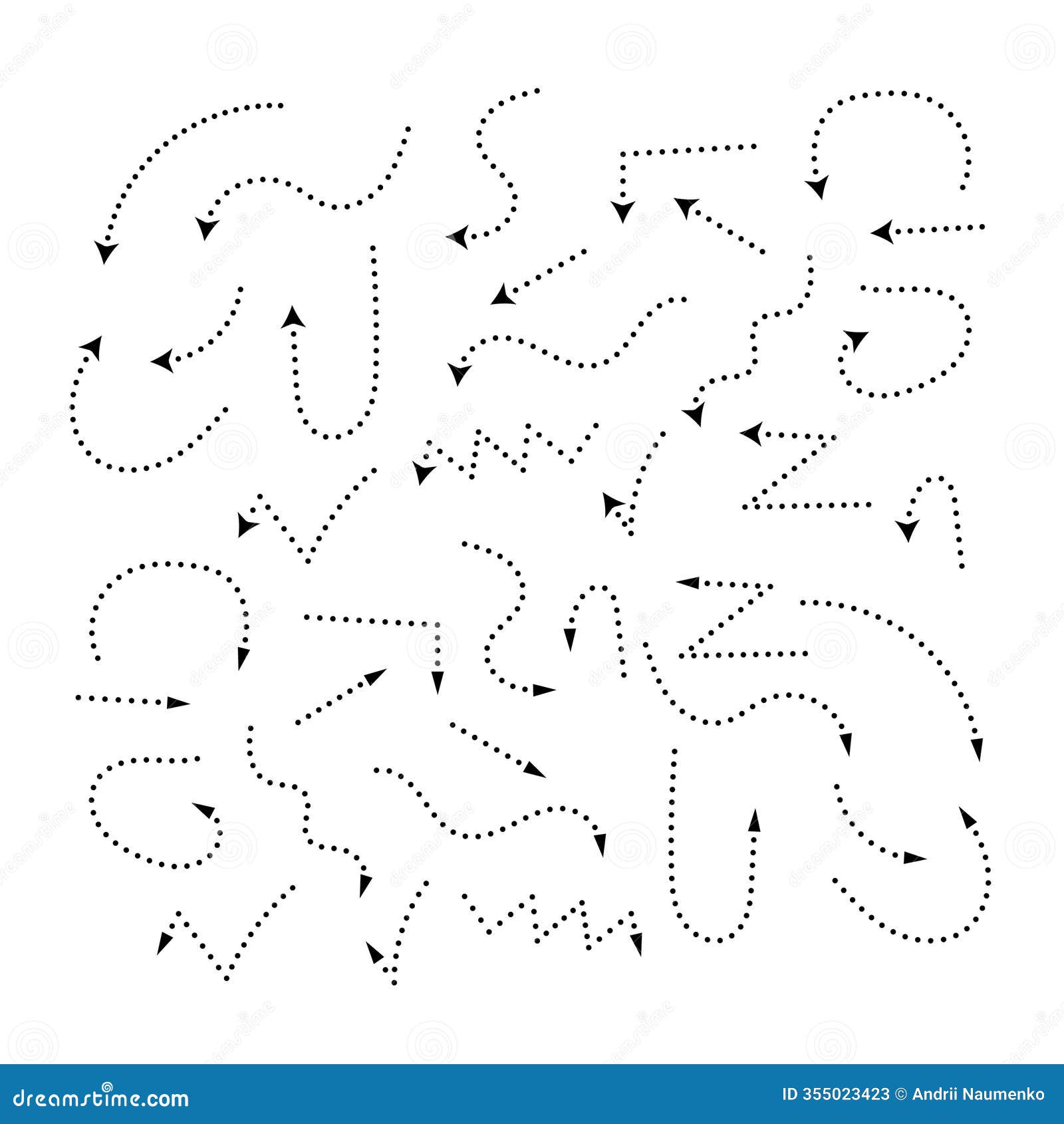 Set of Dotted Arrows Vector Illustration Stock Illustration ...