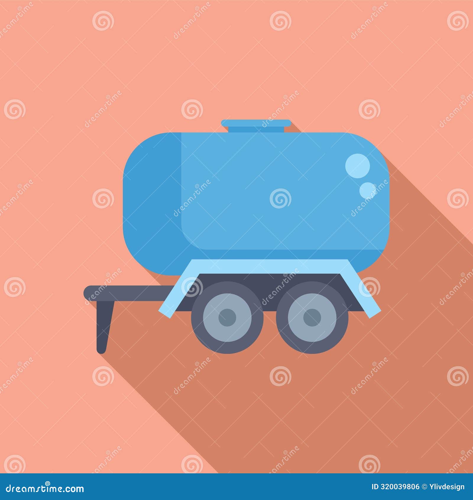 Flat Design Illustration of a Blue Water Tank Trailer Stock Vector ...