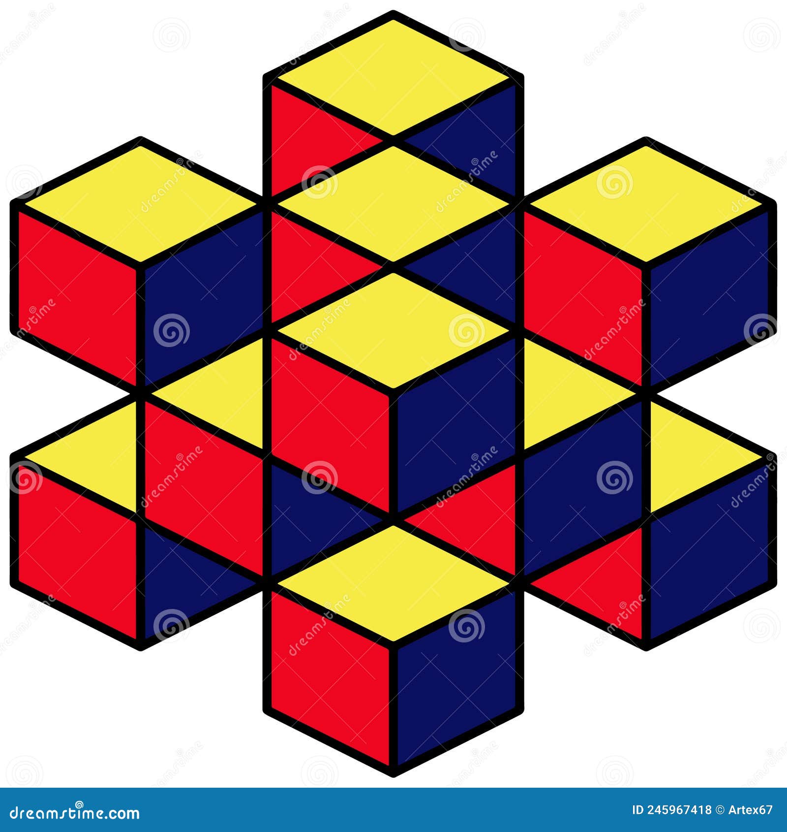 Image of a Six-sided Star Composed of Cubes Stock Vector - Illustration ...