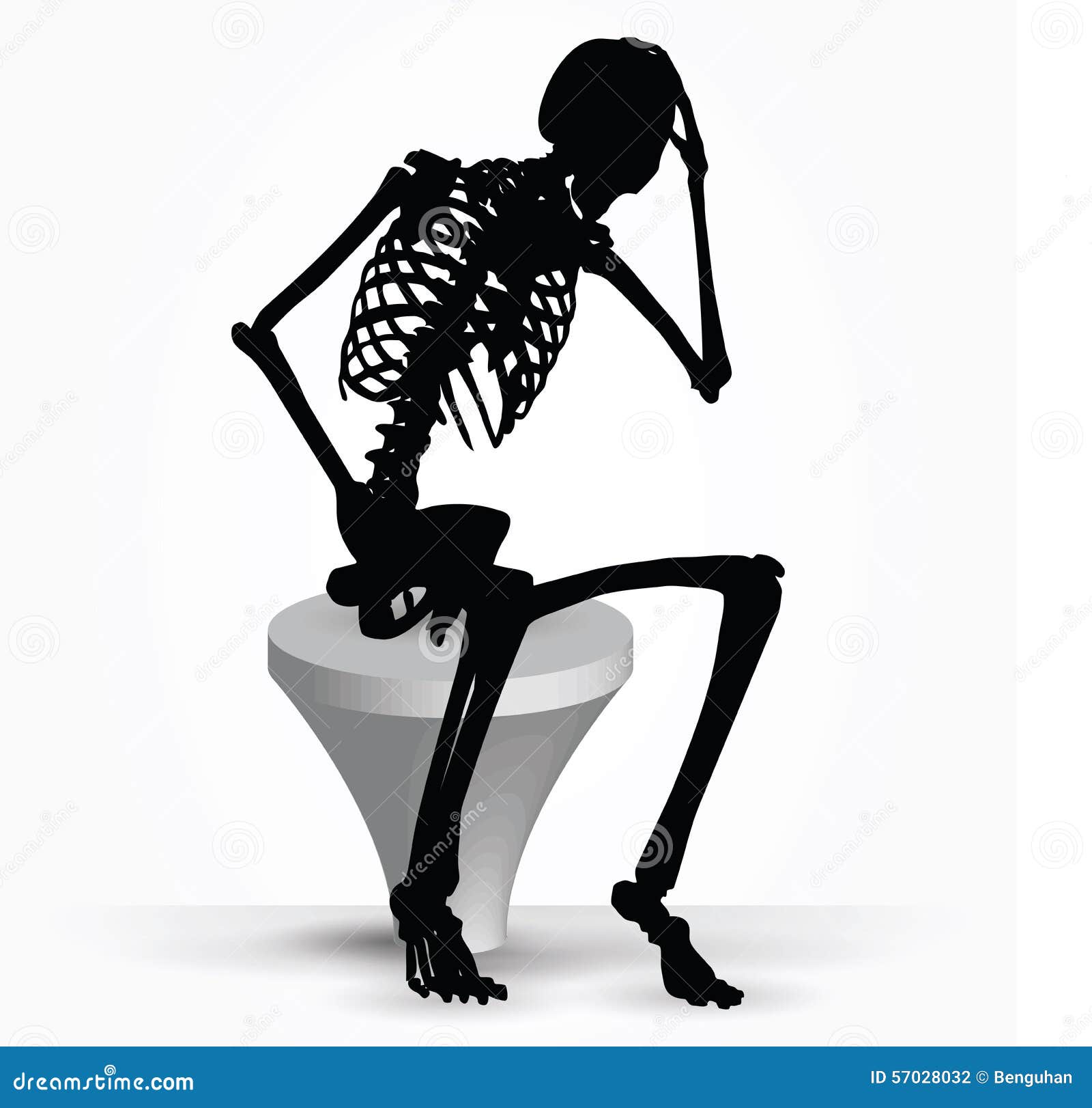 Skeleton Thinking Vector Illustration | CartoonDealer.com #21881964