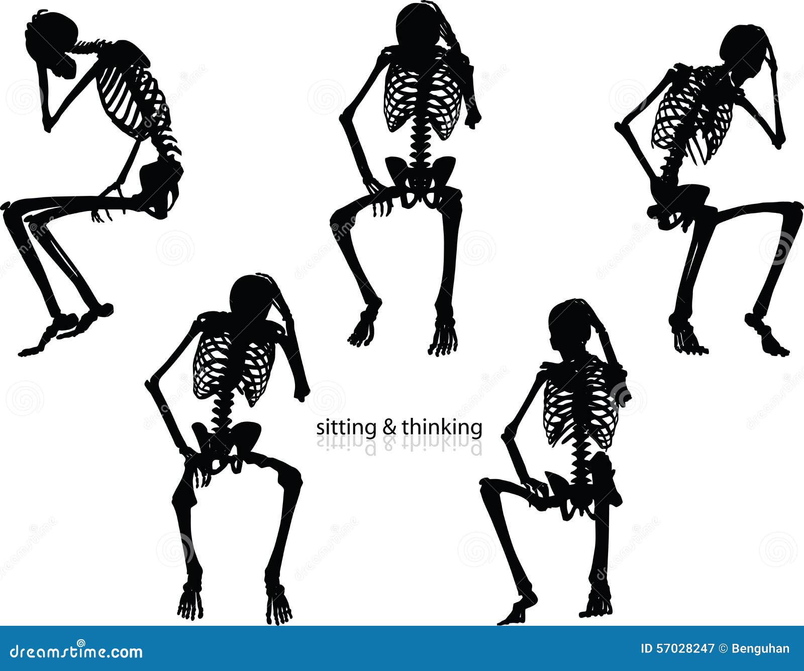 Skeleton Thinking Vector Illustration | CartoonDealer.com #21881964