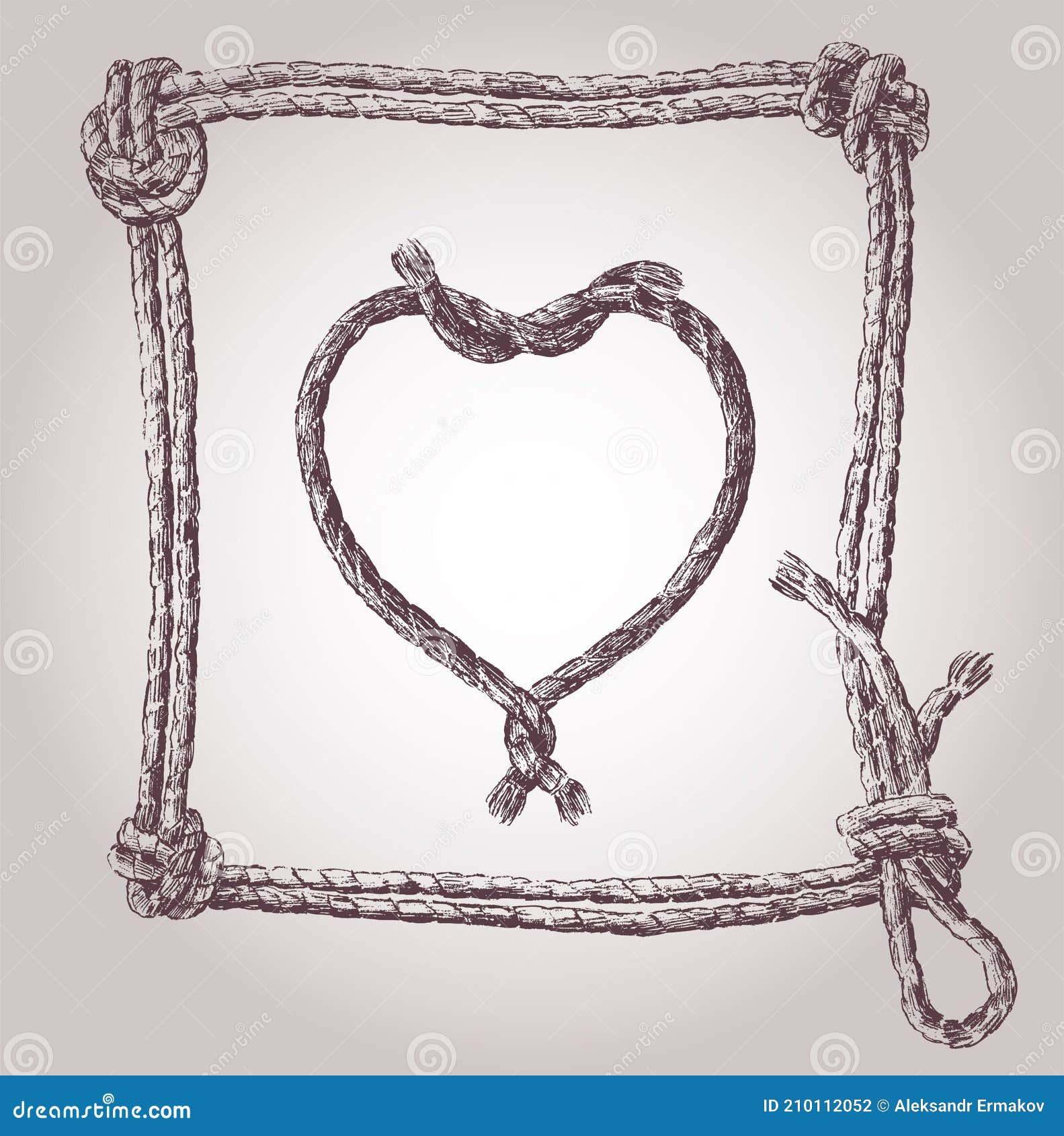 Vector Image of Sketches Heart Shape and Frame from Rigging Rope Stock ...
