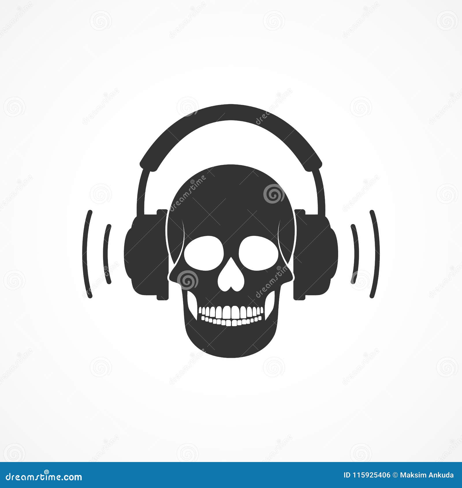 Vector Image Skull and Headphones. Stock Vector - Illustration of black ...