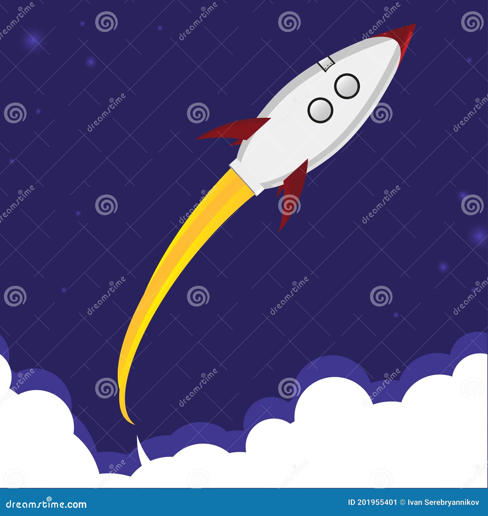 Vector Image of a Small Passenger Rocket Launch To Space Stock Vector ...
