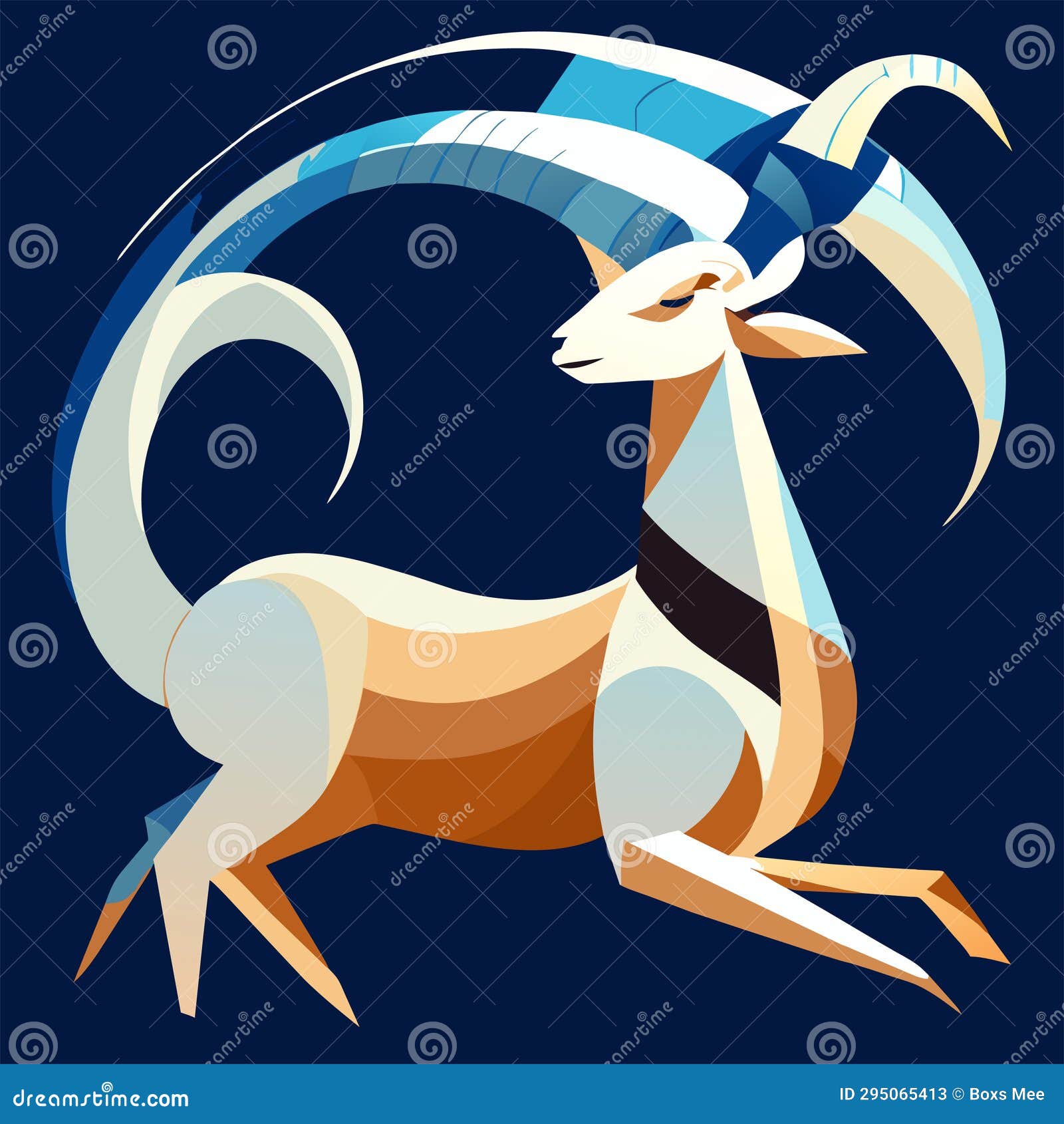 Vector Image of a Stylized Goat on a Dark Blue Background. Generative ...