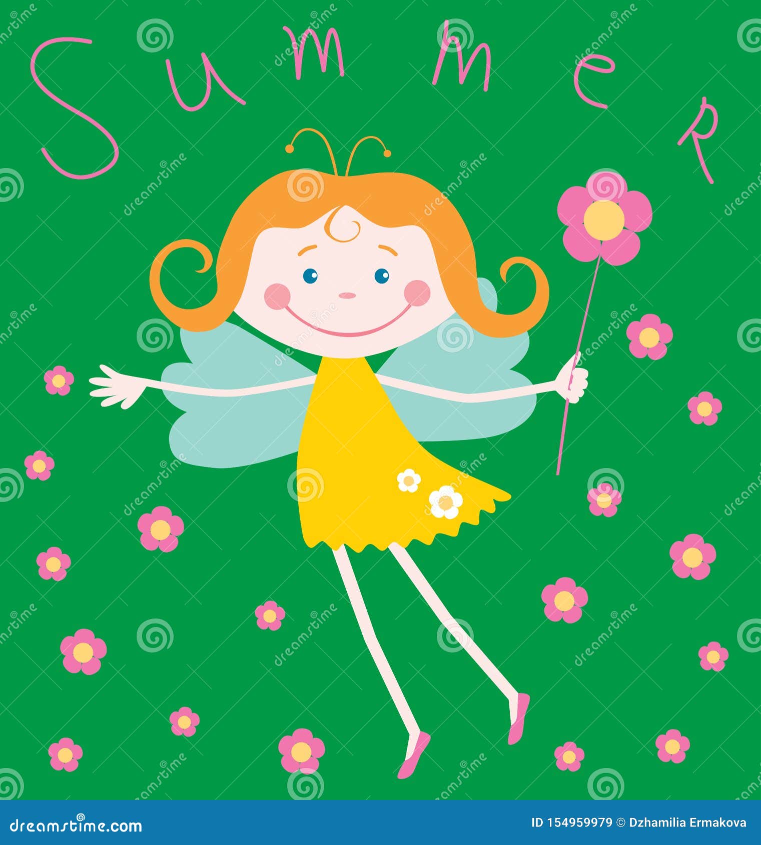 Vector Image of a Summer Elf Girl Stock Vector - Illustration of kids ...