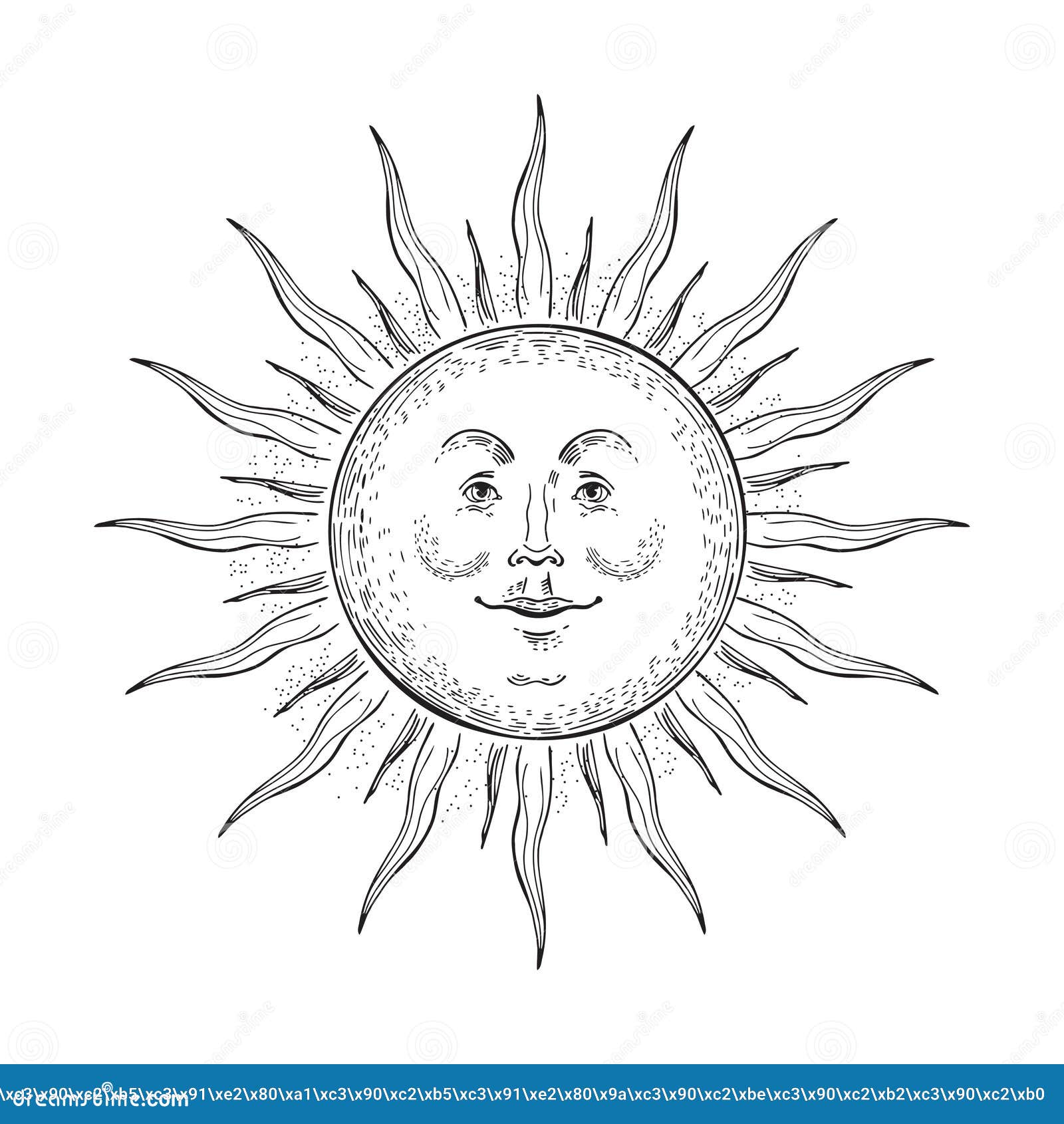 Vector Image of the Sun in the Style of Engraving. Stock Vector ...