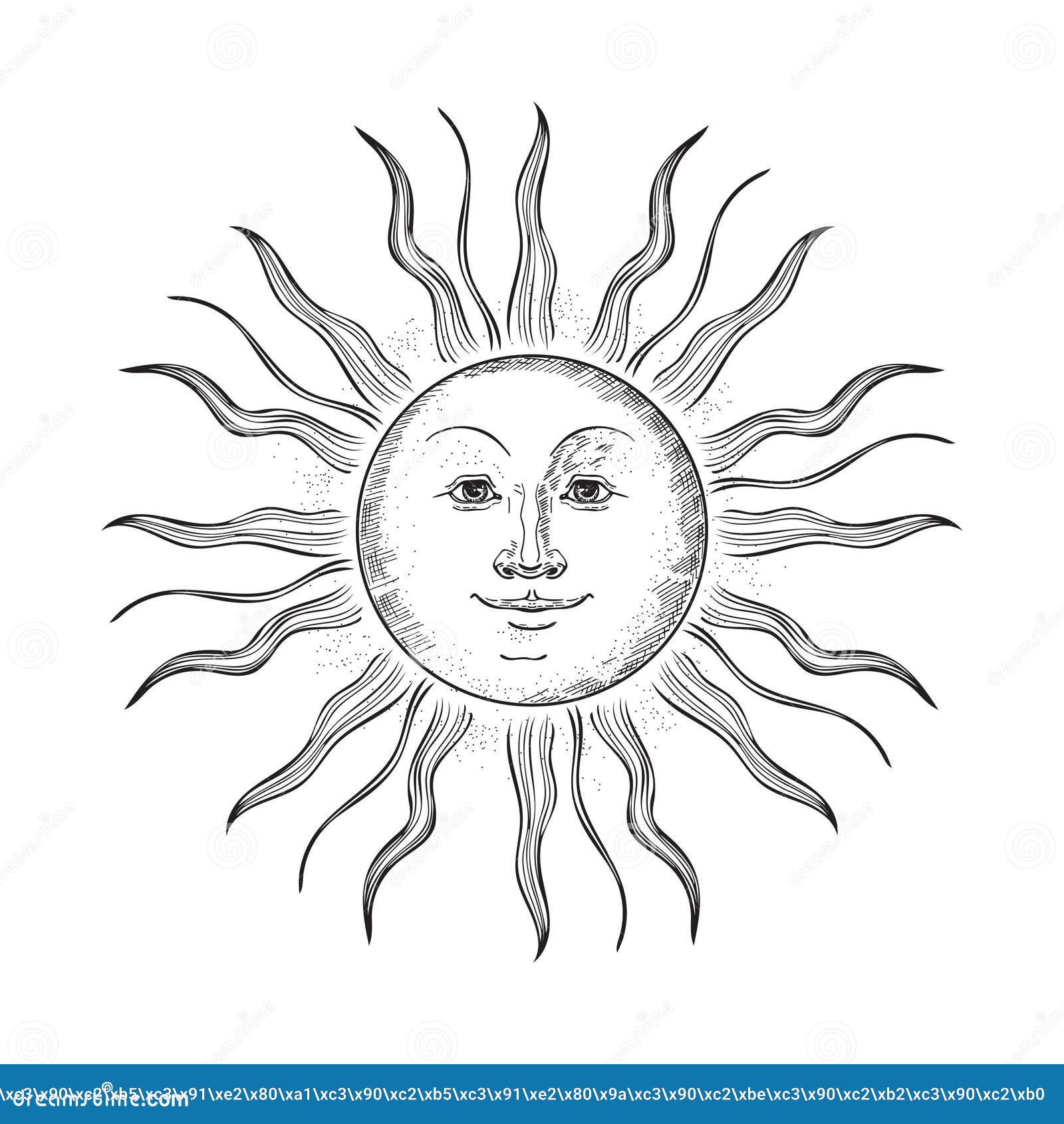 Vector Image of the Sun in the Style of Engraving. Stock Vector ...
