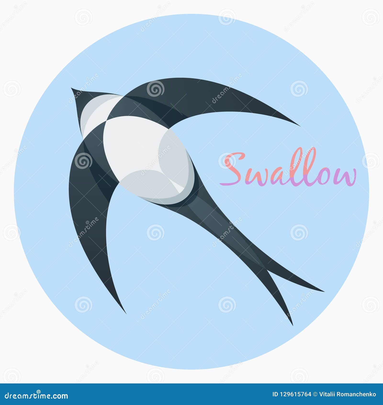 Vector Image of a Swallow Flying in the Light Background. Swallow in ...