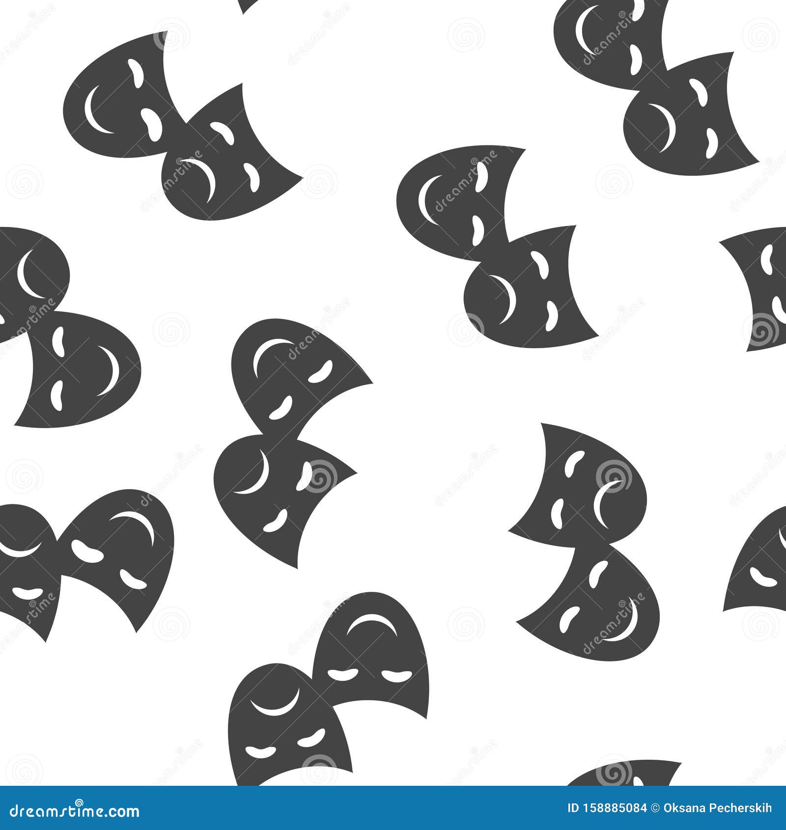 Vector Image Theatrical Face Mask. Drama and Comedy Icon Seamless ...