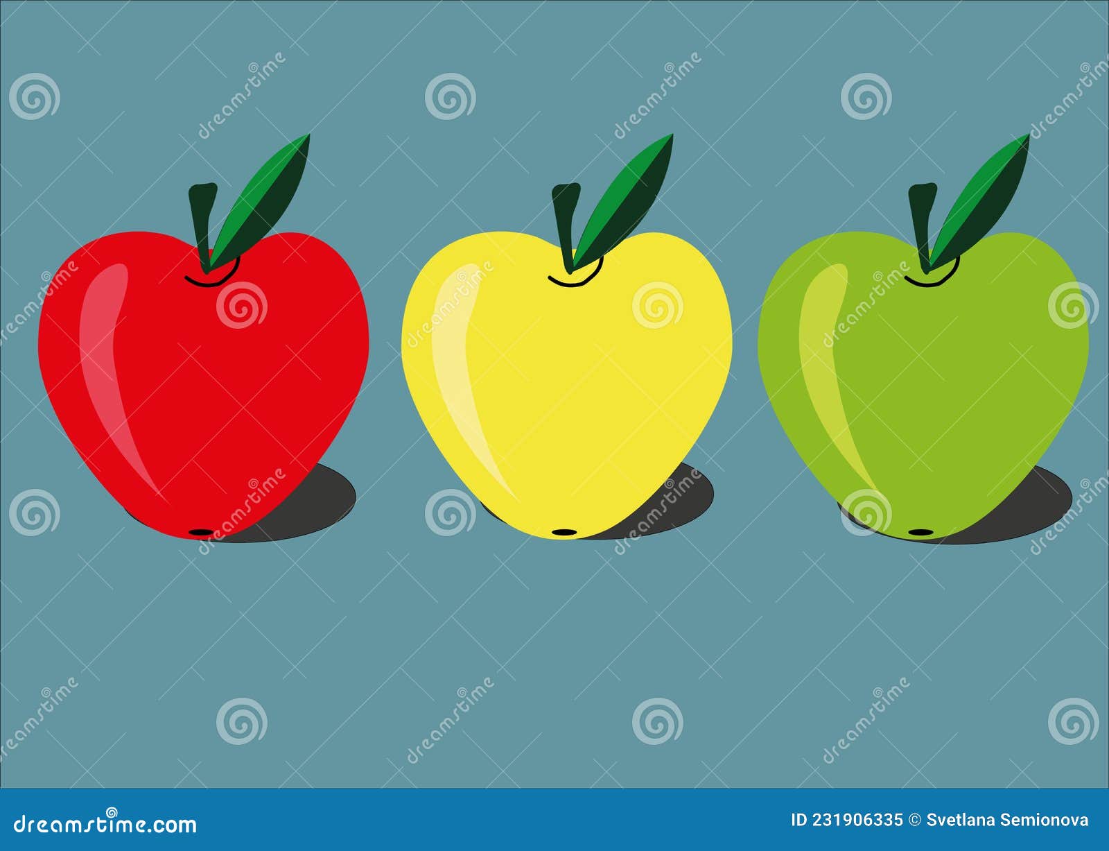 Vector Image of Three Apples Stock Vector - Illustration of produce ...