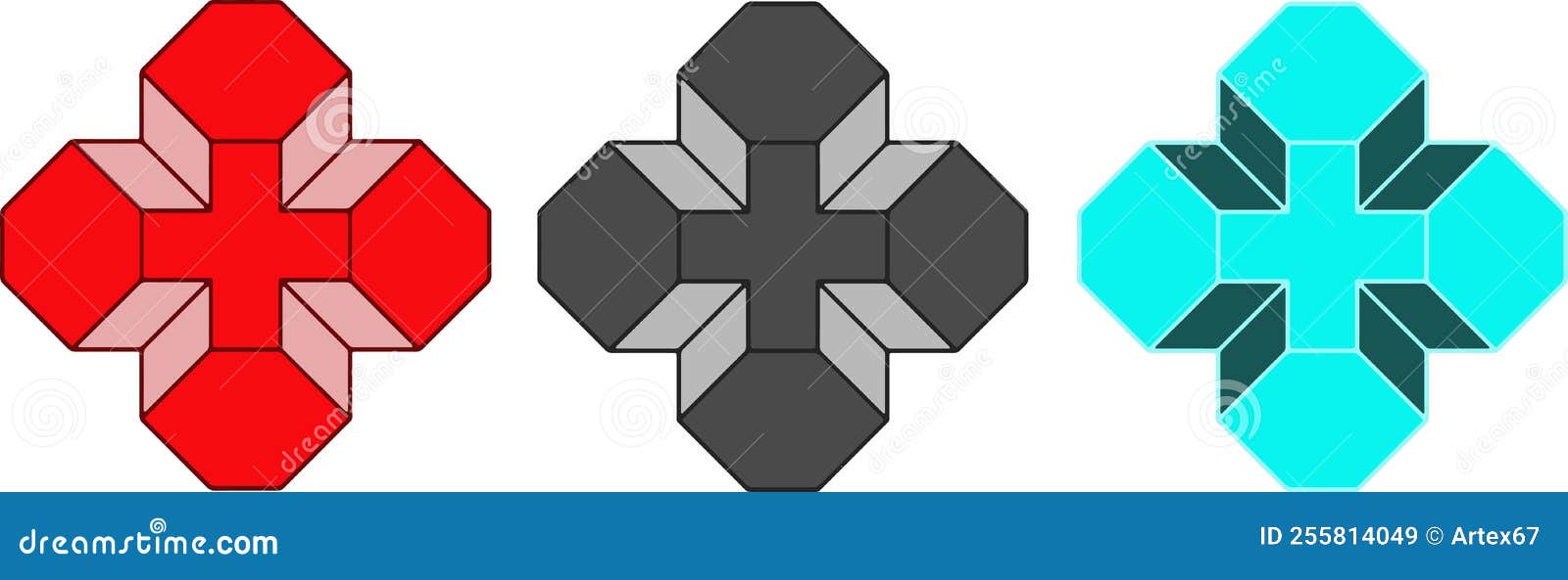 Image of Three Crosses in the Form of Stone Flowers Stock Vector ...