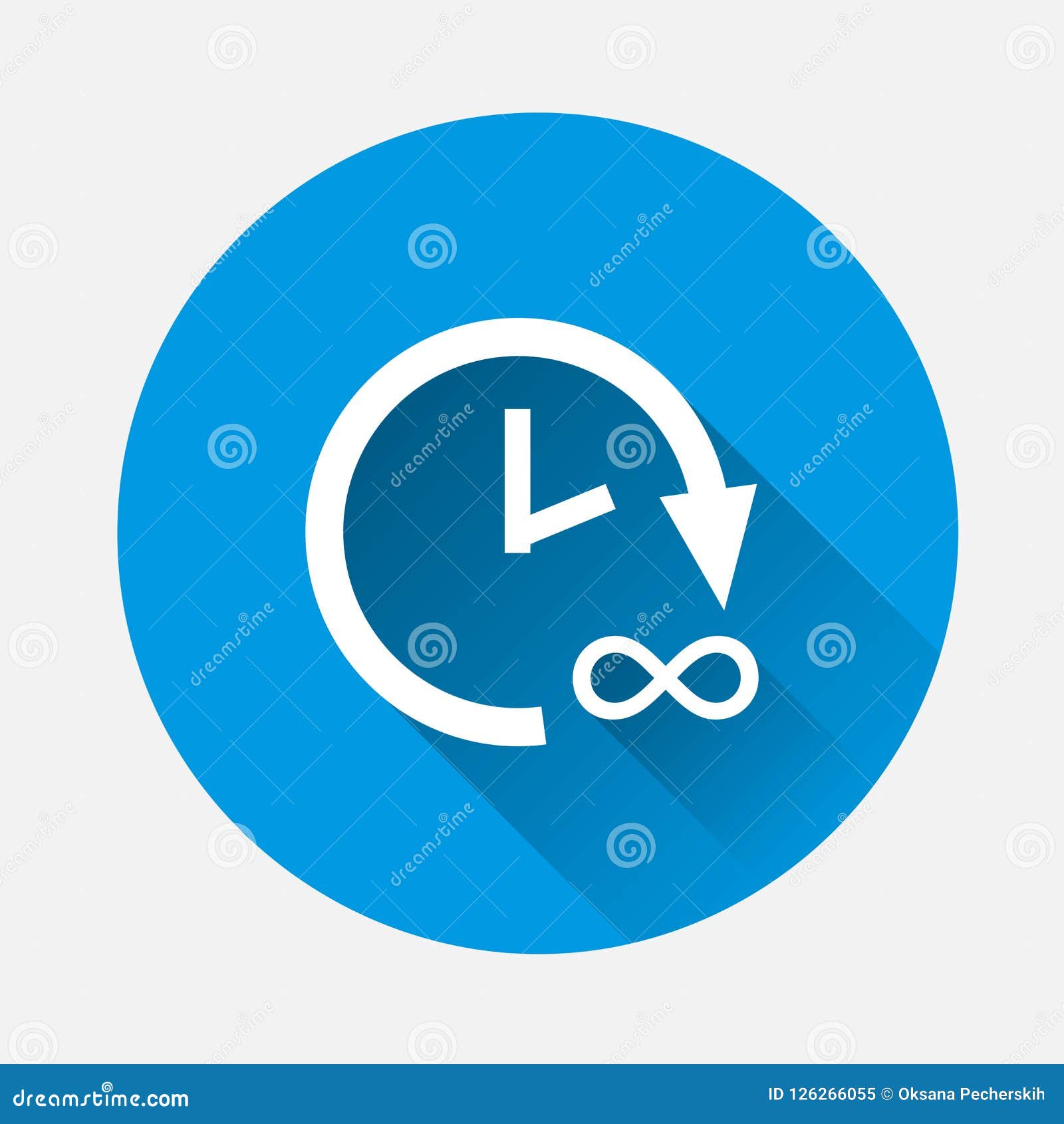 Vector Image of Time, Hours and Infinity.on Blue Background Stock ...